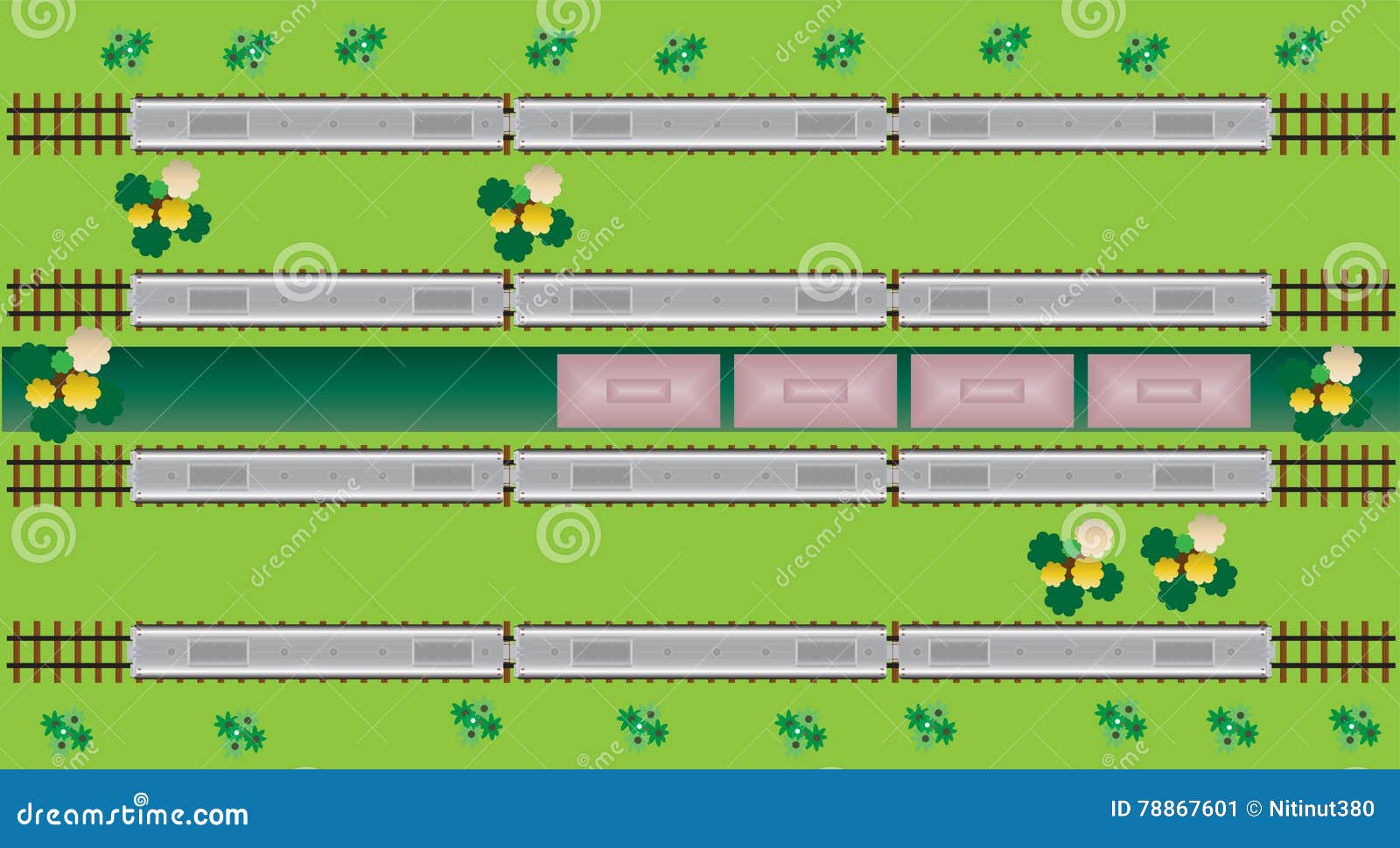 Top View of Diesel Railcar Train at Station Stock Illustration ...