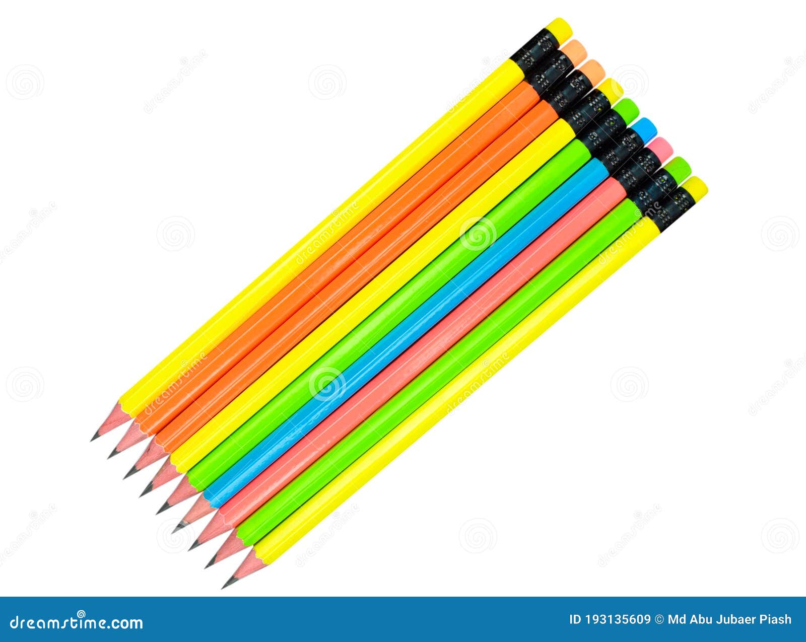 Top View of Different Colored Normal Wood Pencil on a White Paper ...