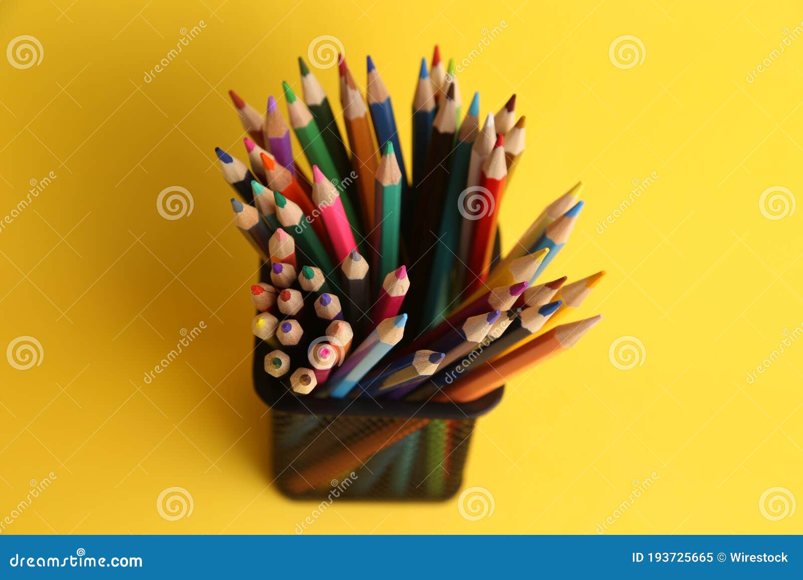 Top View of Different Colored Pencils Inside a Pencil Container on a ...