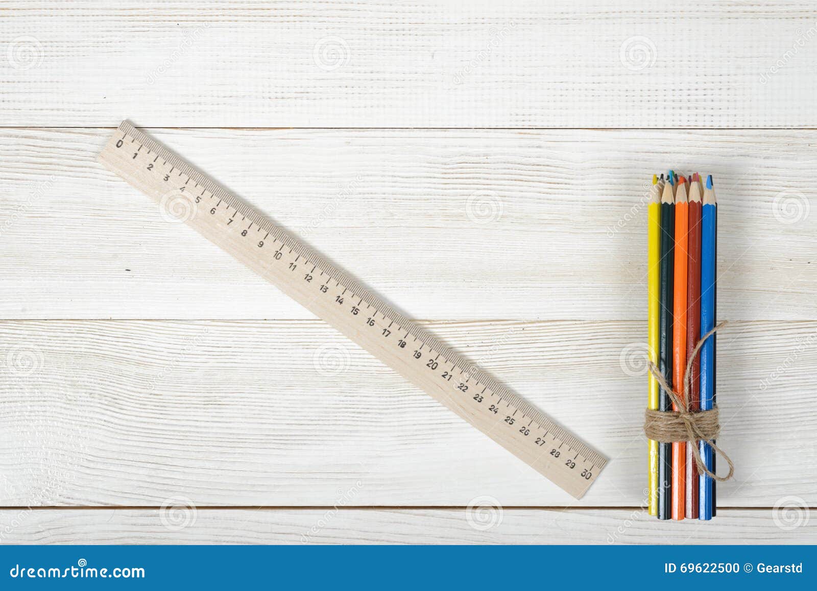 Top View of Different Colored Wooden Pencils with Centimeter Ruler ...