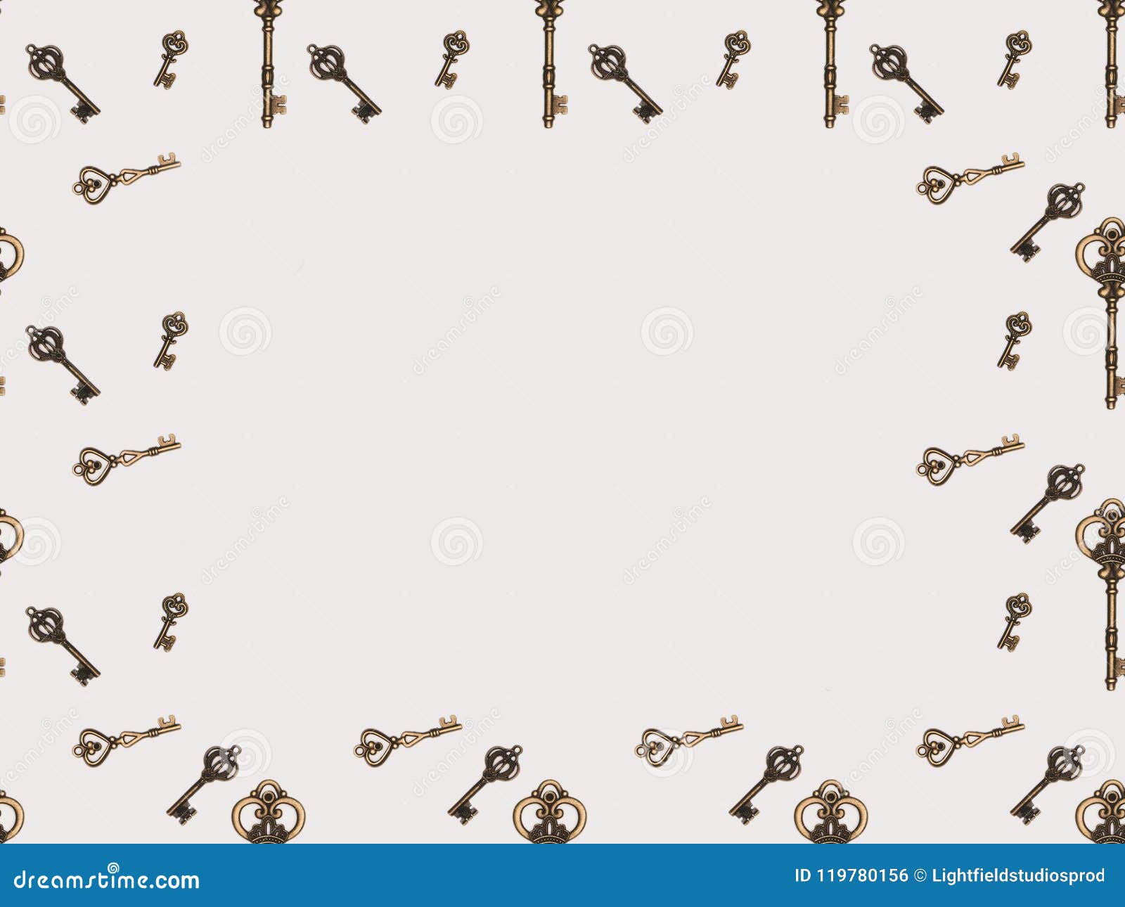 Top View of Different Metal Keys Frame Stock Photo - Image of secure ...