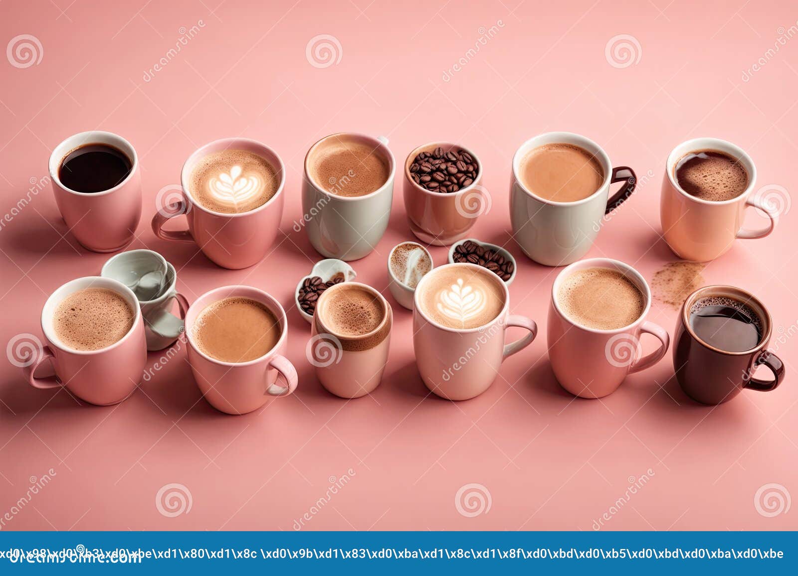 Top View of Different Mugs with Assorted Coffee Variants. Ai Generative ...