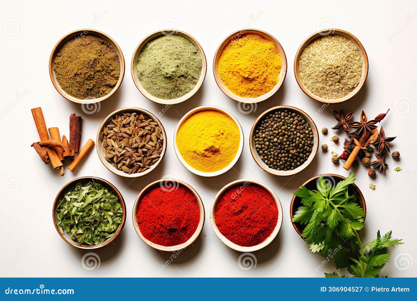 Top View of Different Seasonings in Cups. Spice Stock Image - Image of ...