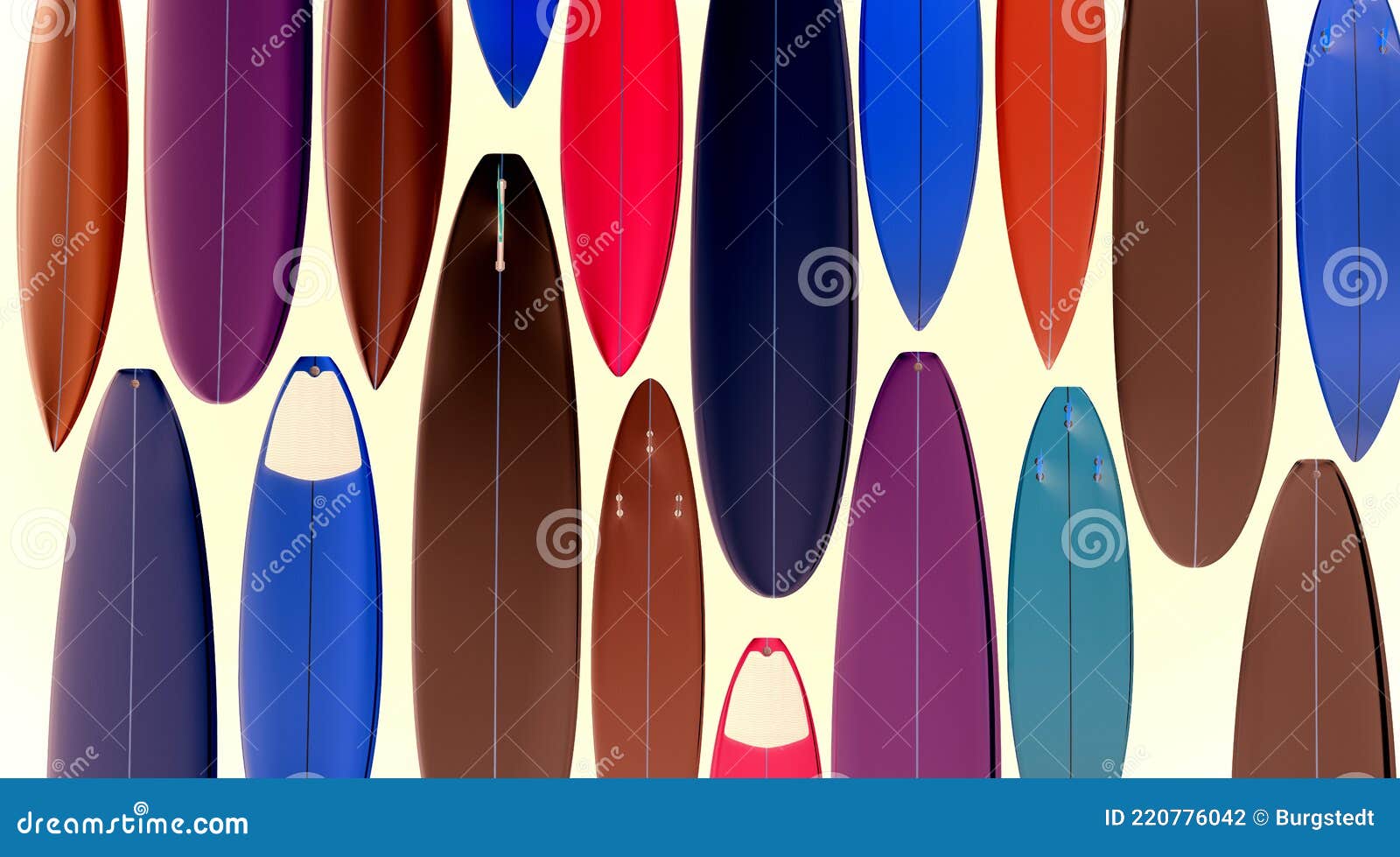 Top View of Different Surfboards Side by Side and Facing Each Other in ...
