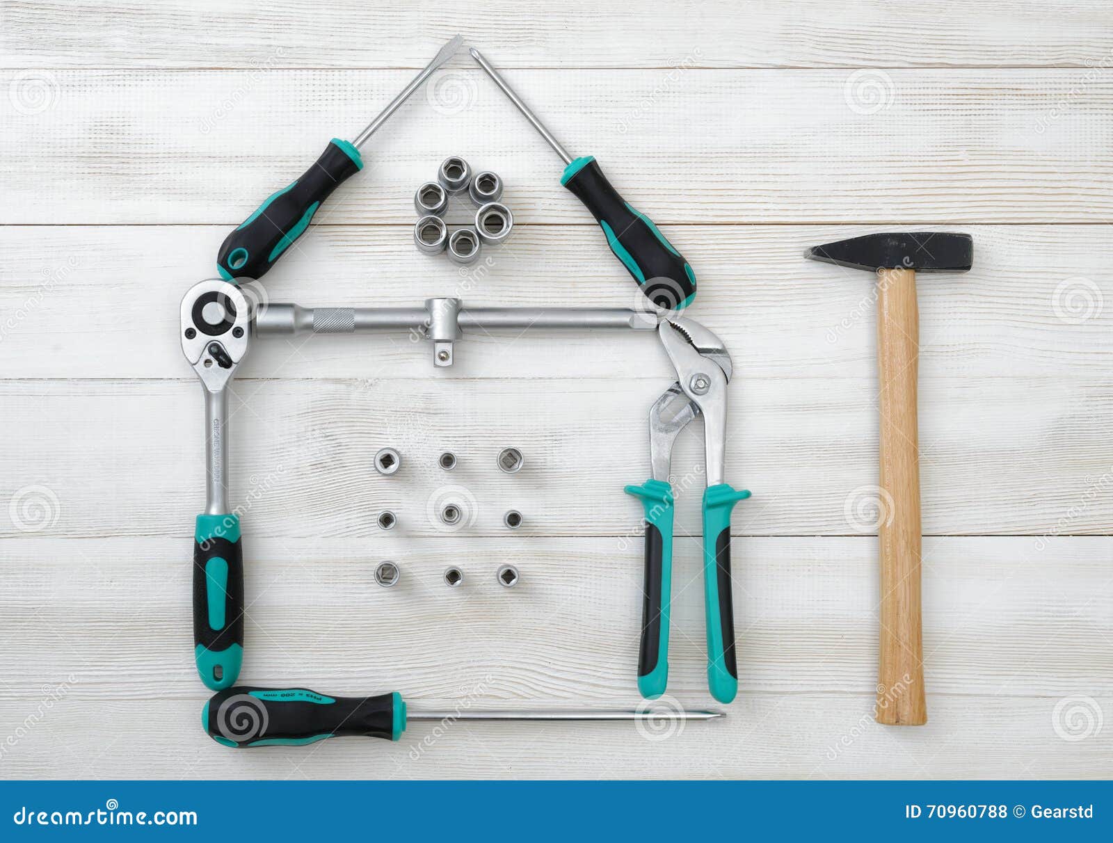 Top View Different Type of Constructive Tools Making Shape Home, House ...