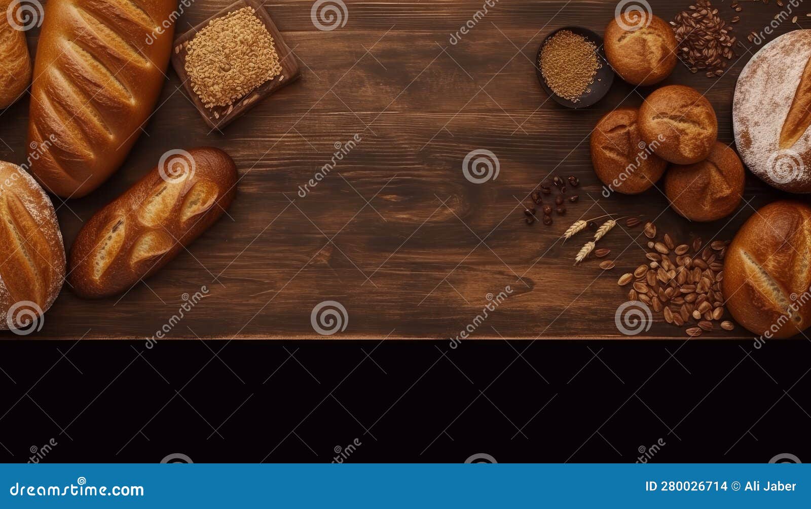 Top View of a Different Types of Bread with Space for Typing, Mockup Ai ...