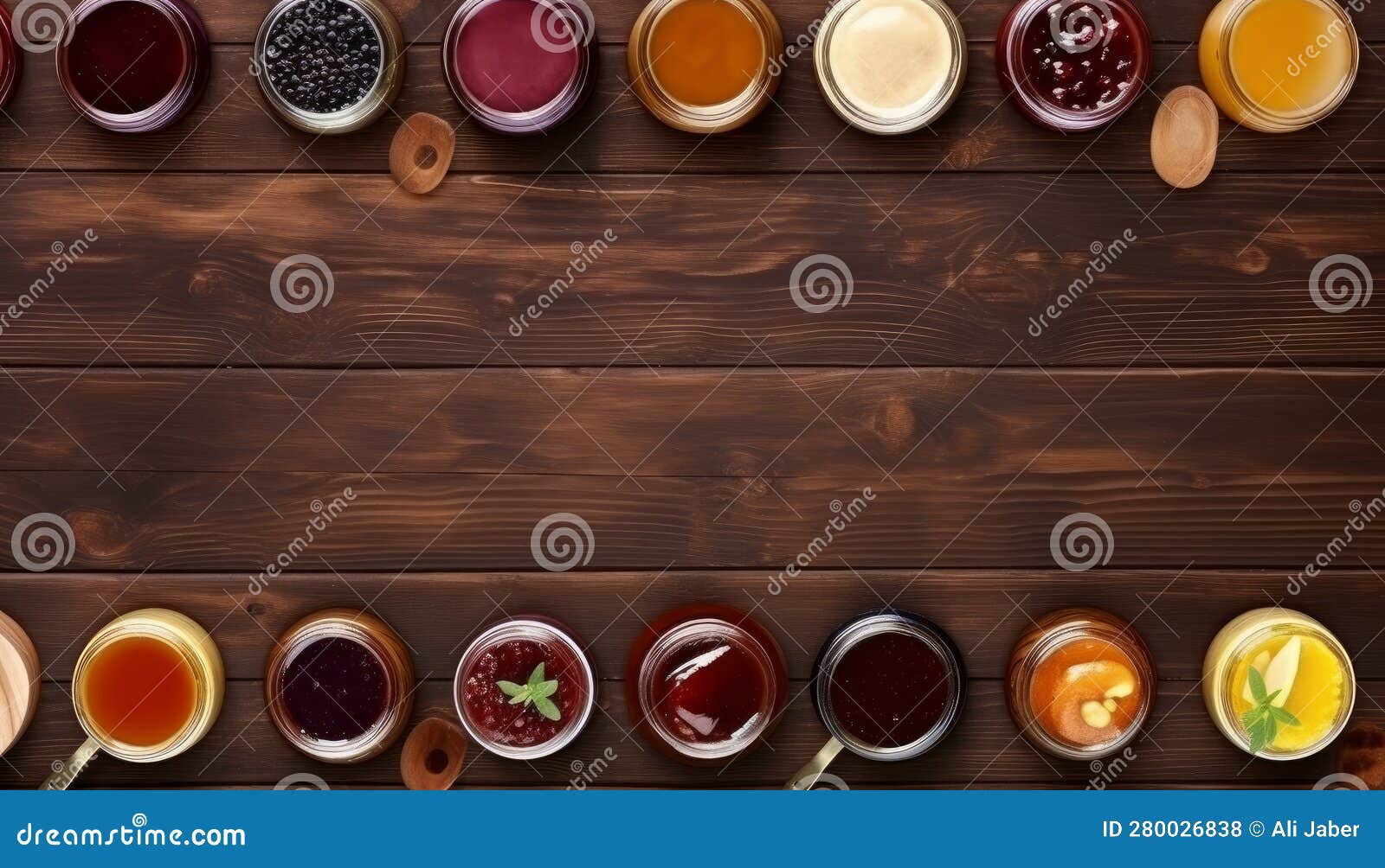 Top View of a Different Types of Jams with Space for Typing, Mockup Ai ...