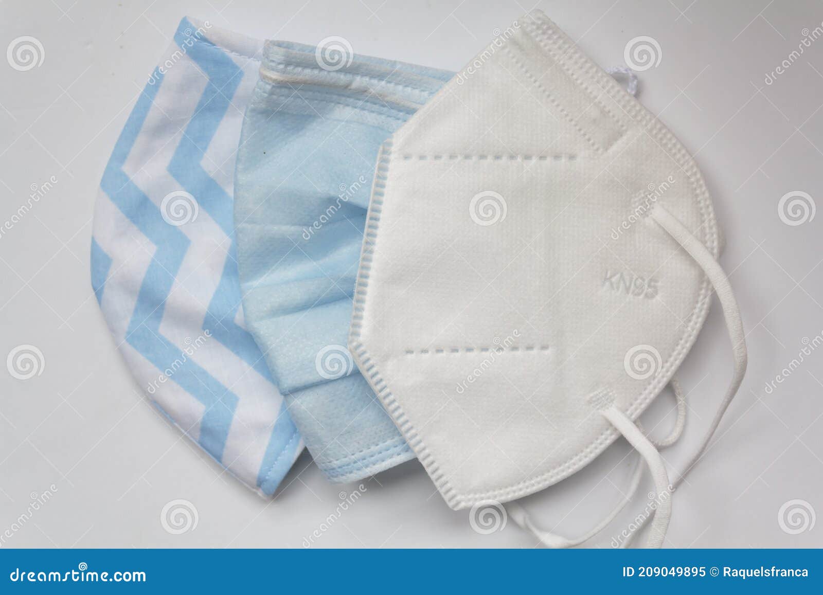 Top View of Different Types of Mask.Cloth Mask Medical Mask and N95 ...