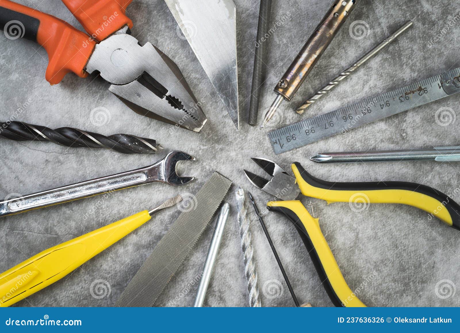 Top View Different Types Tools. High Quality Photo Stock Photo - Image ...