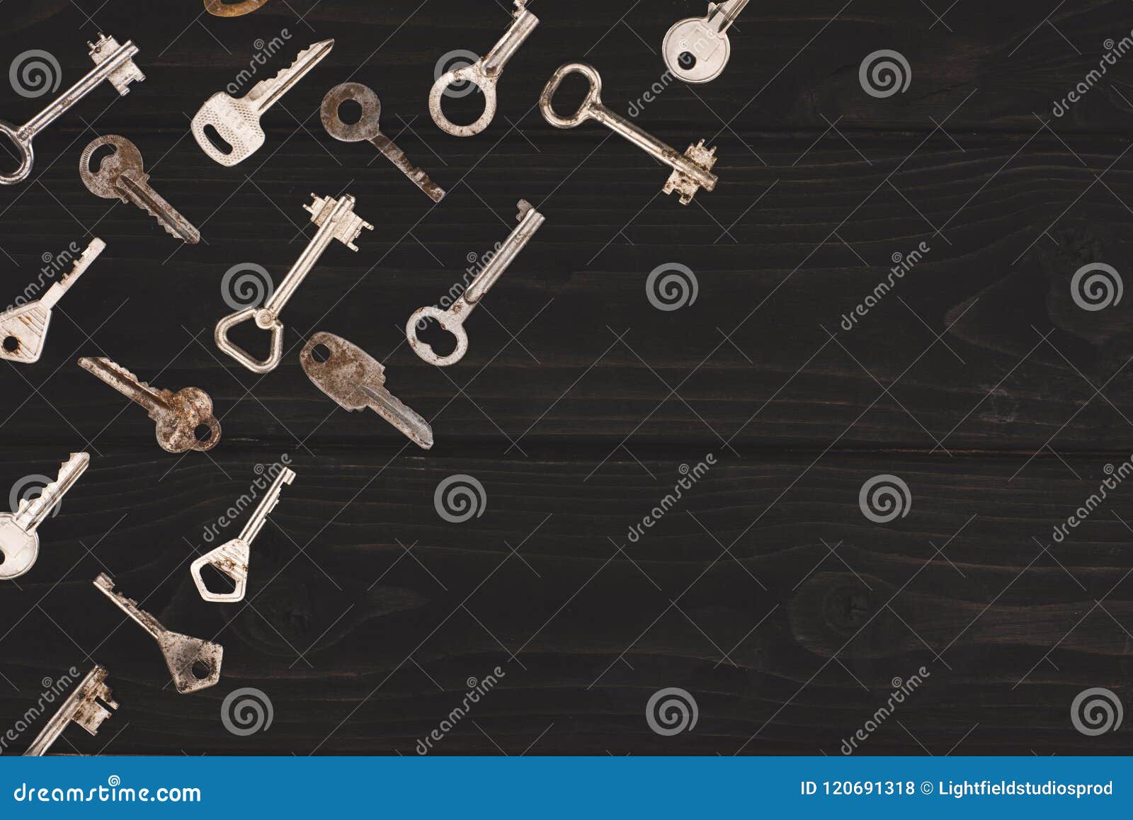 Top View of Different Vintage Keys Stock Photo - Image of metal ...