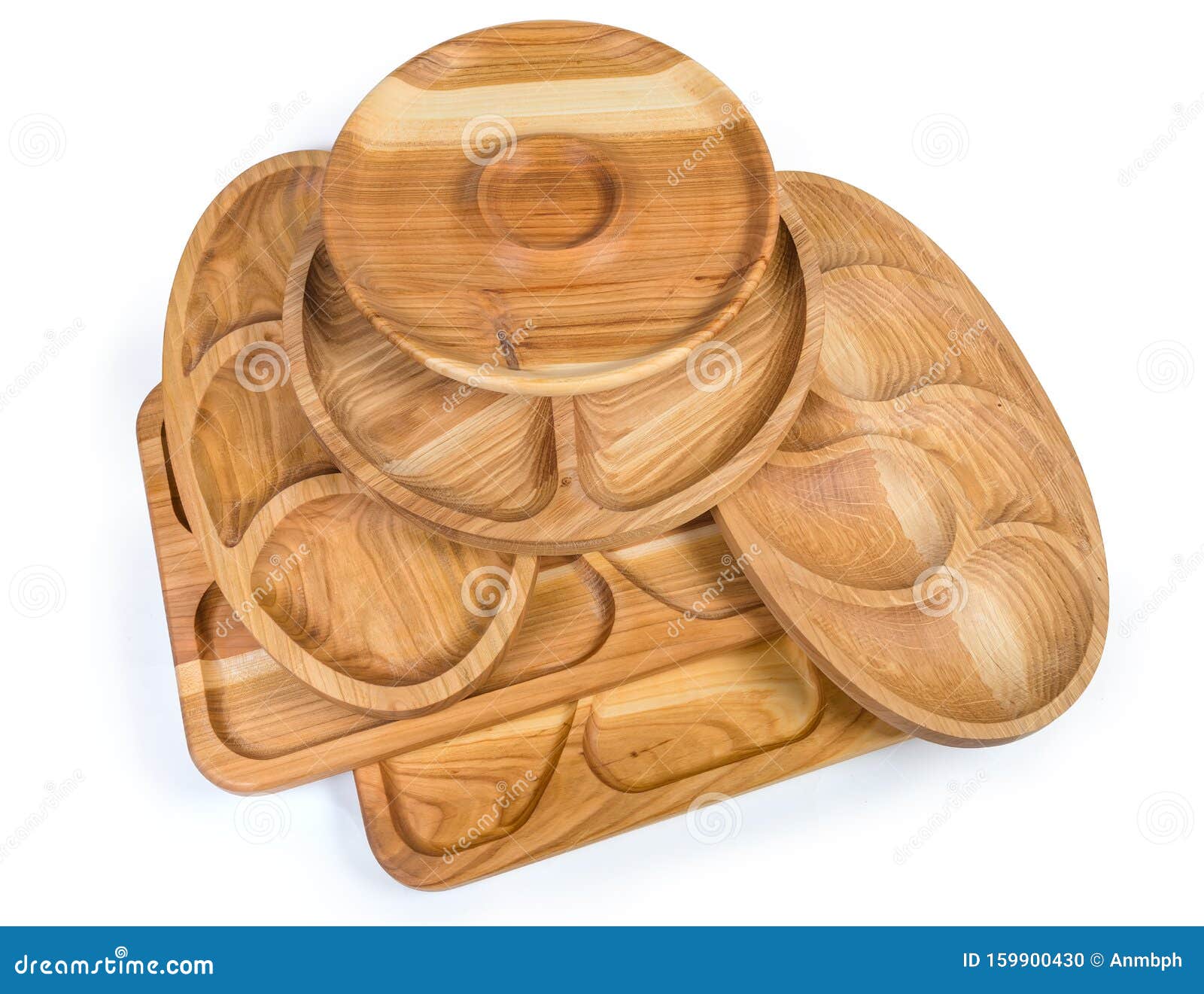 Top View of Different Wooden Compartment Dishes and Serving Boards ...