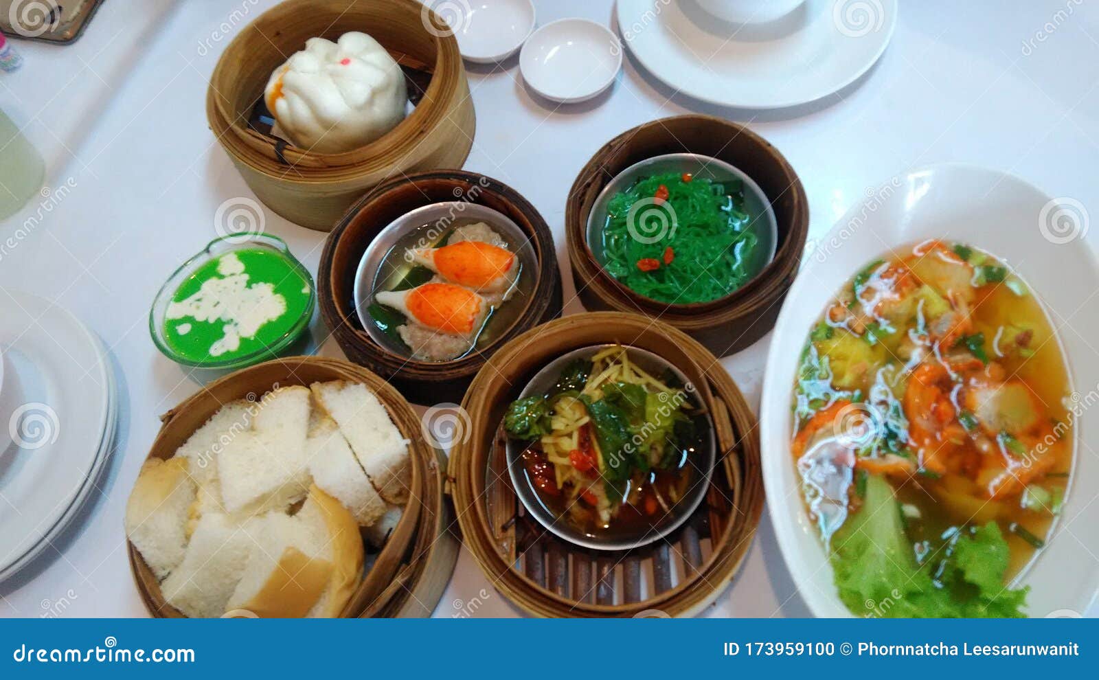 Top View of Dim Sum on Table. Chinese Food Style Concept Stock Photo ...