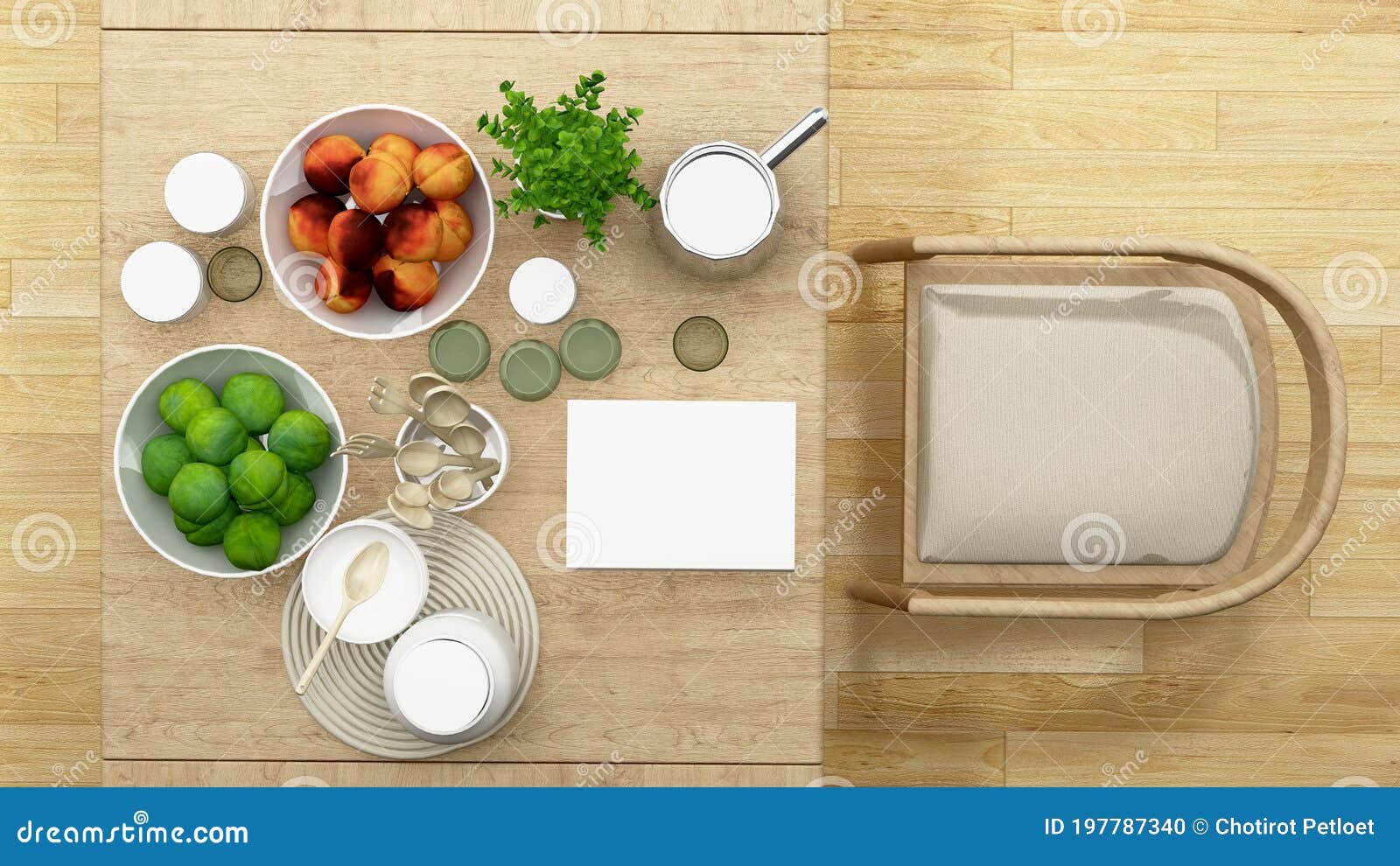 Top View Dining Room or Pantry Minimal Design - 3D Rendering Stock ...