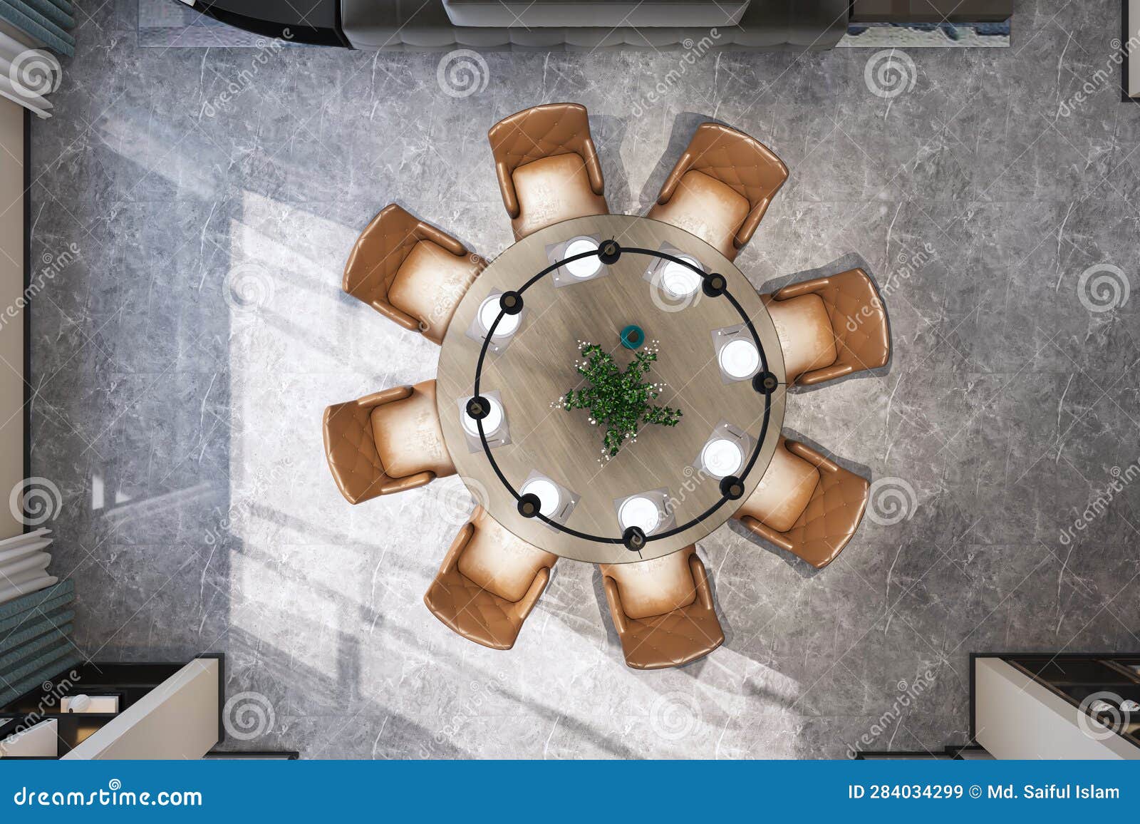 Top View Dining Table 3D Rendering for a Modern and Cozy Lifestyle ...