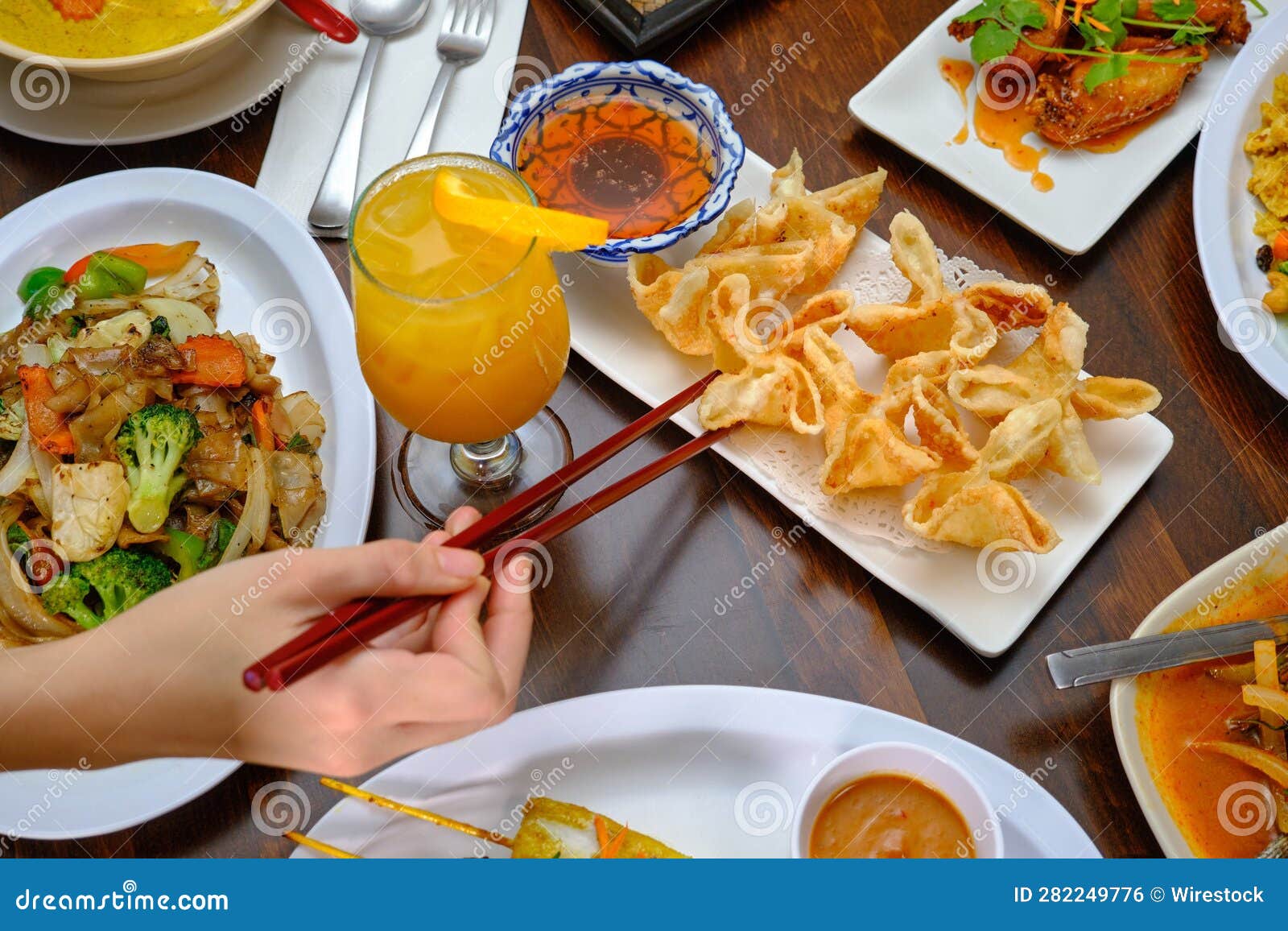 Top View of a Dinner Table with an Array of Delicious Meals Stock Photo ...