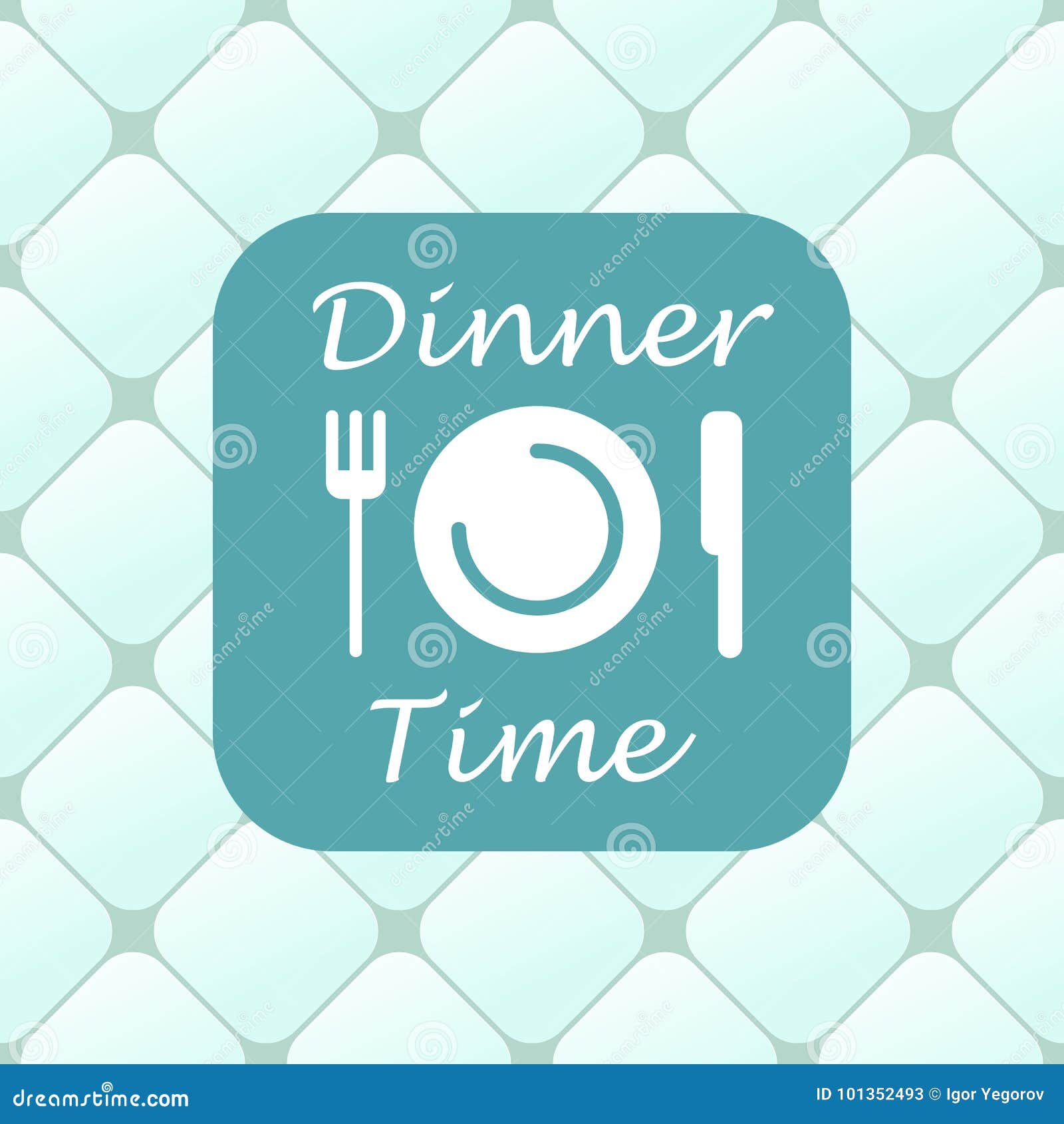 Dinner Time Banner, Meat Icon. Cute Character, Concept Label. Cartoon ...