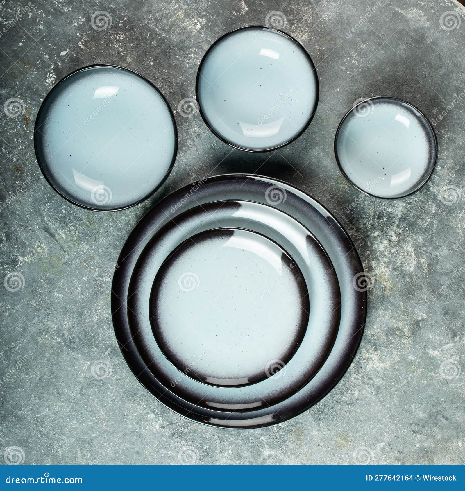 Top View of a Dinnerware Set in Power Blue Stock Photo - Image of ...