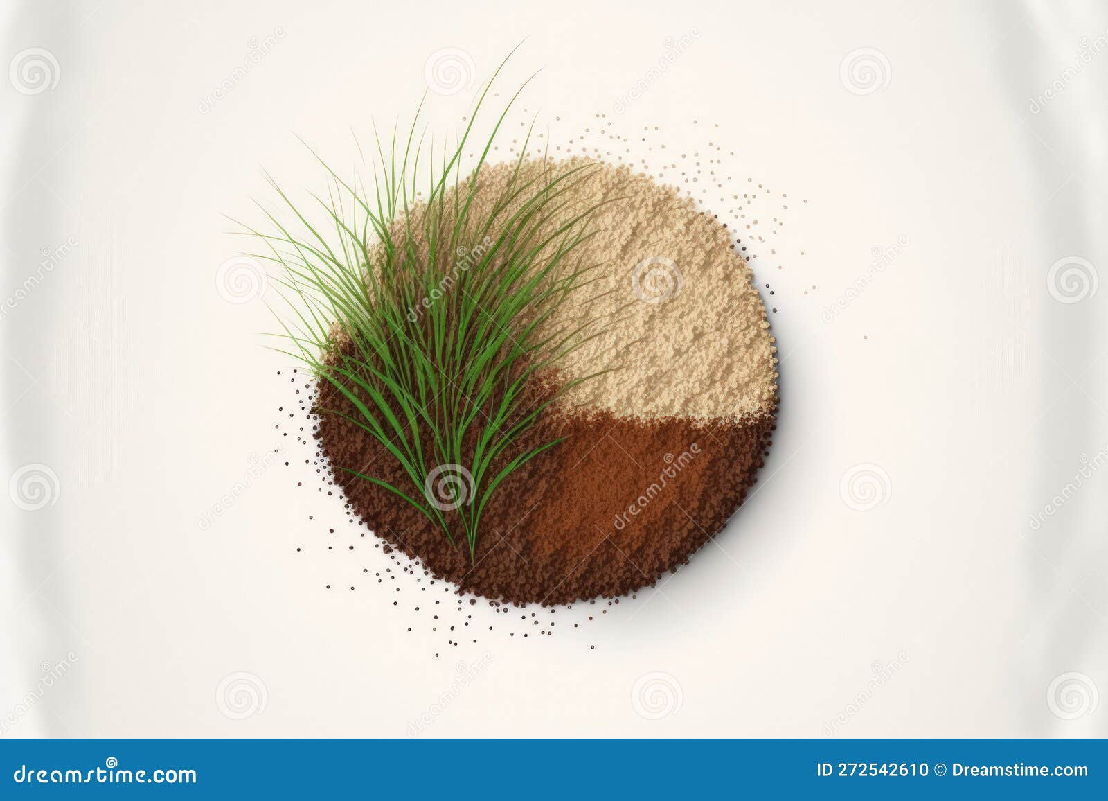 Top View of Dirt, Soil Dust, and Dried Grass on a White Background ...