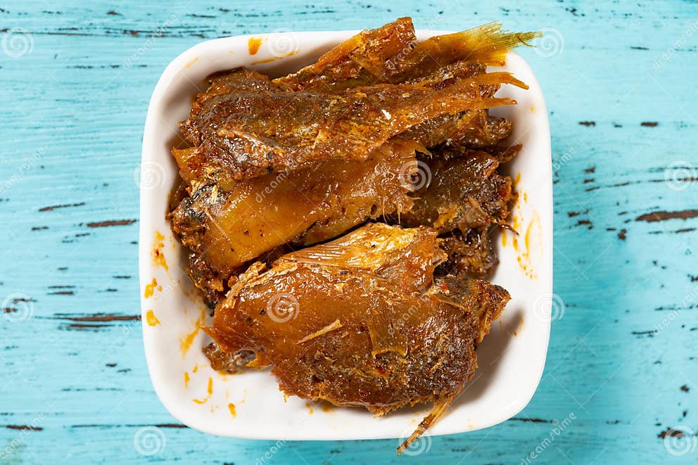 Dish of dried fish snack stock image. Image of salty - 280944463