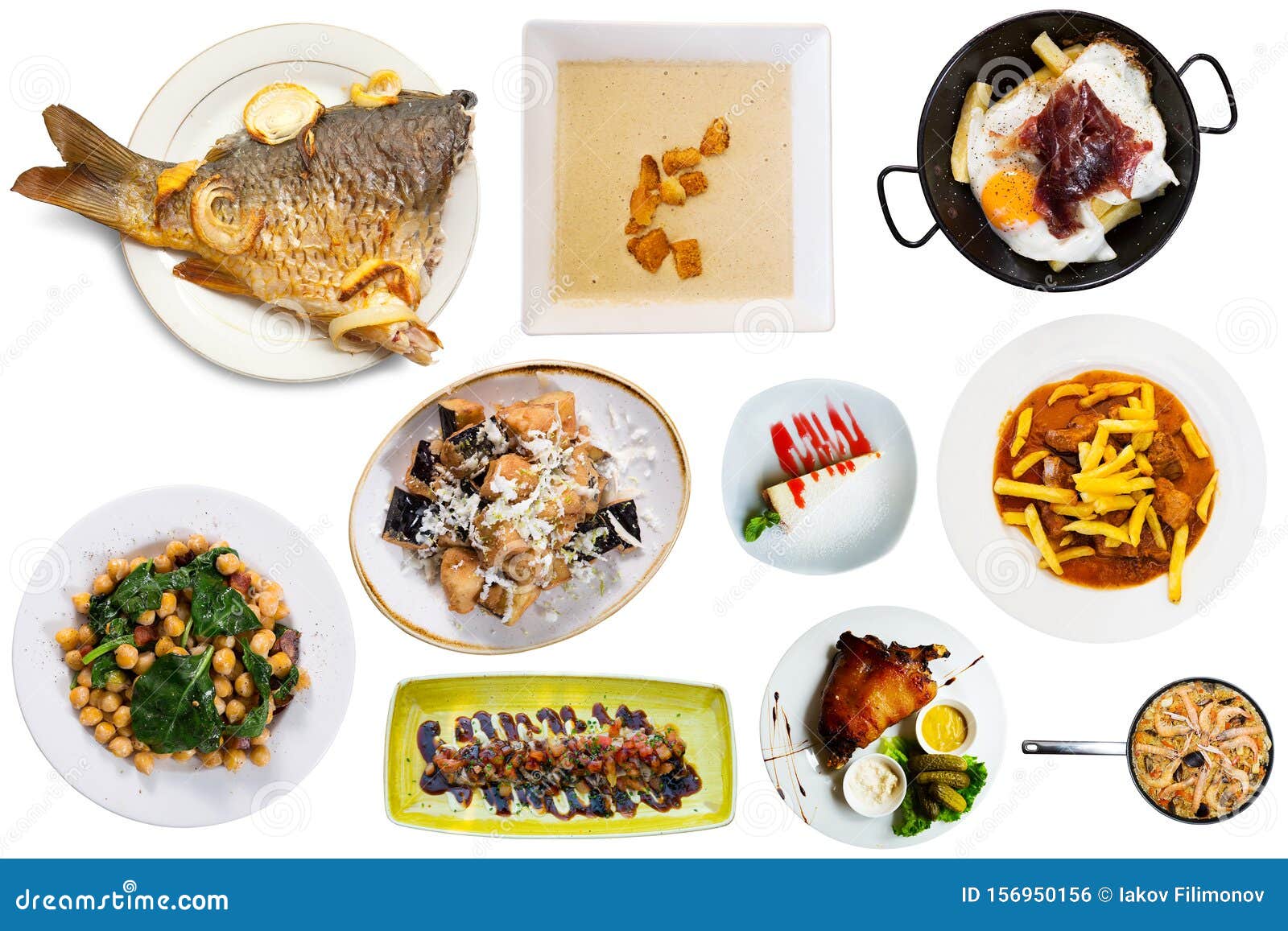 Top View of Dishes Isolated Stock Photo - Image of culinary ...