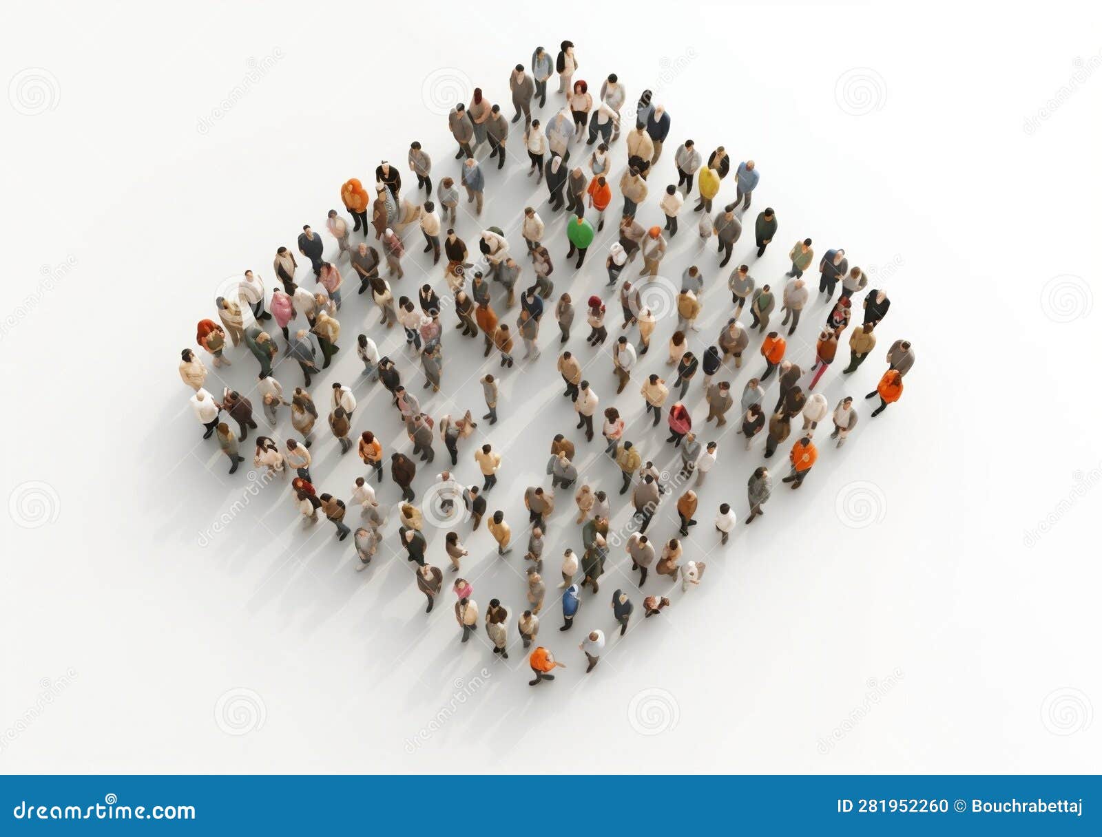 Top View of a Diverse Crowd of People - 3D Render Stock Illustration ...