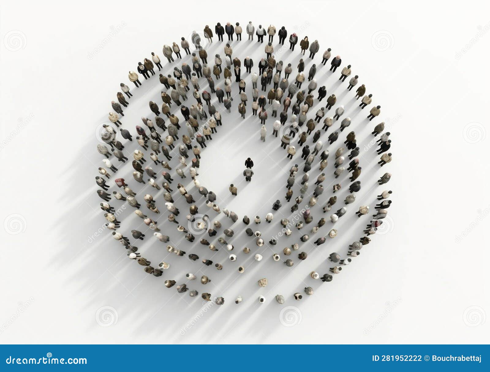 Top View of Diverse Crowd on White Background: 3D Render Stock ...