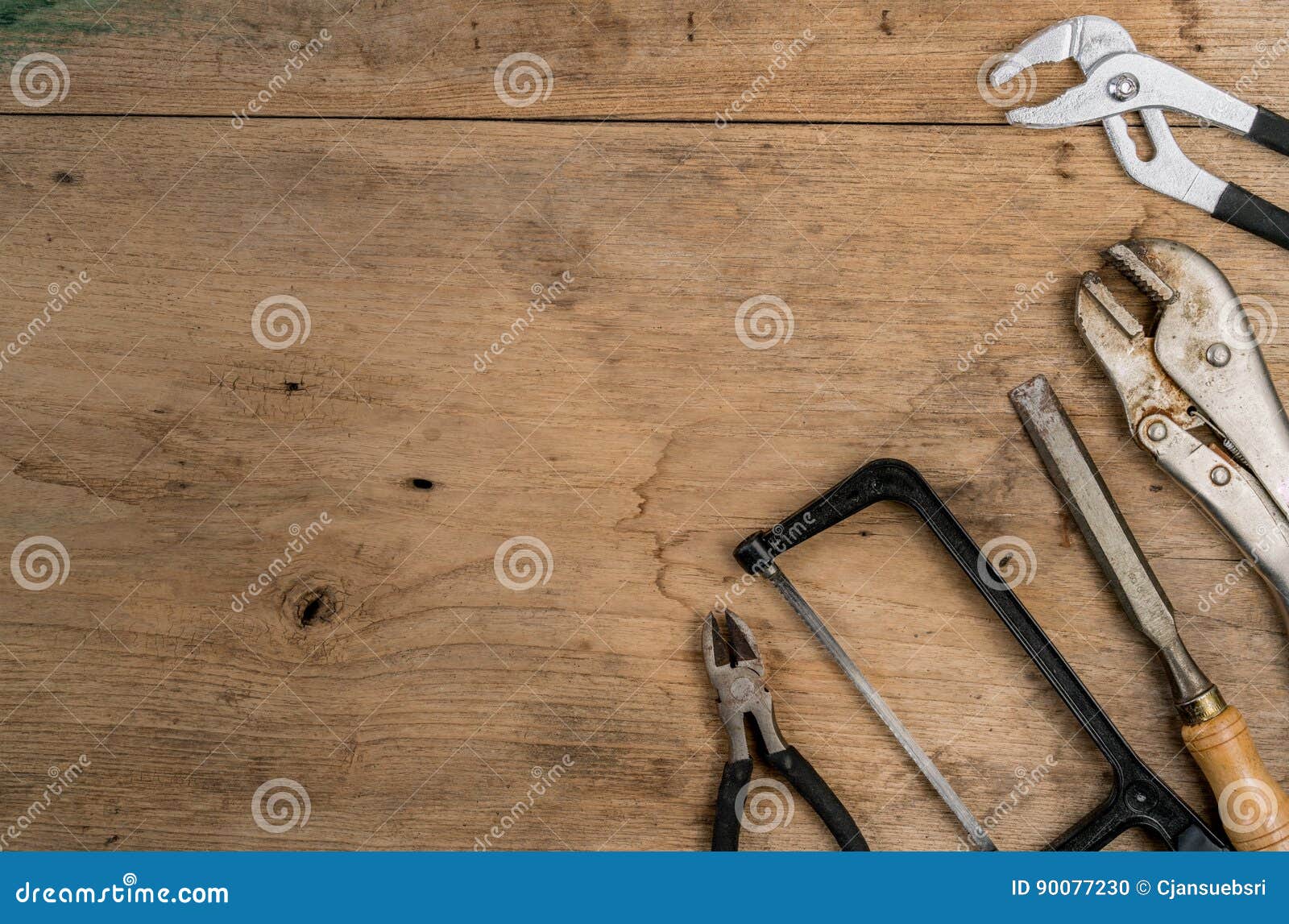 Top view of DIY tools stock photo. Image of pliers, drill - 90077230