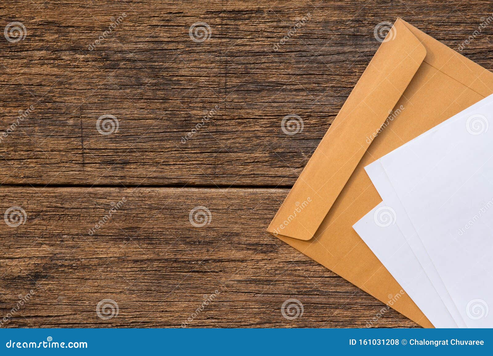 Top View of Documents and Envelopes on Wooden Background and Copy Space ...