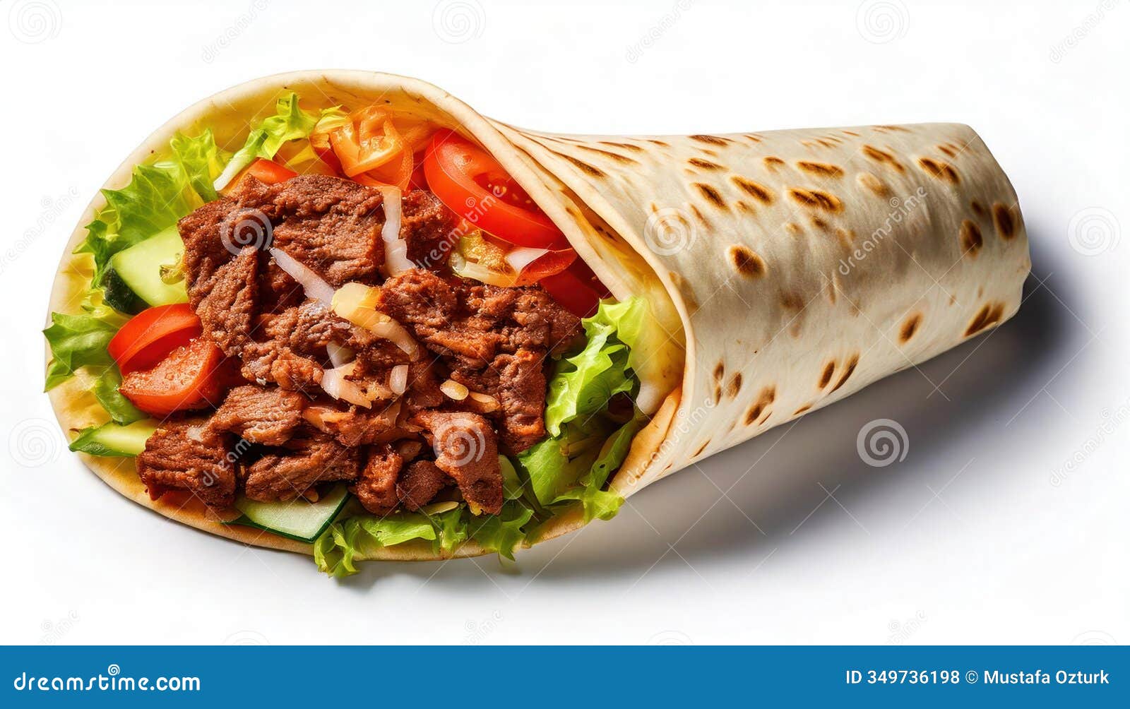 Top View Doner Kebab Or Shawarma Isolated On White Background. Royalty ...