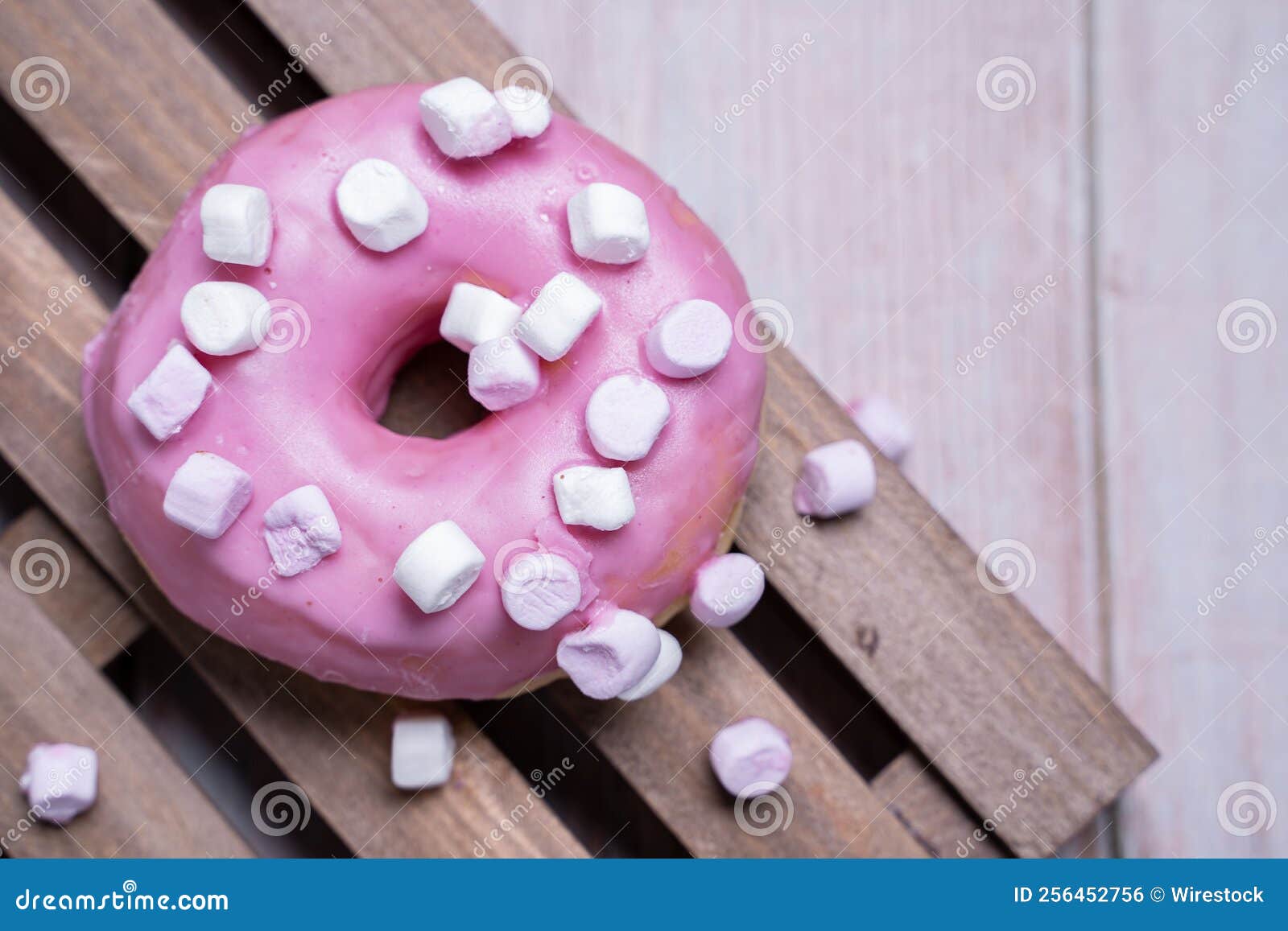Top View of a Donut with Marshmallows Stock Photo - Image of pastry ...