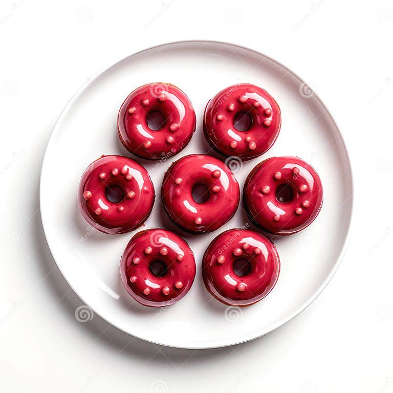 Top View of Donuts with Red Icing. Stock Illustration - Illustration of ...