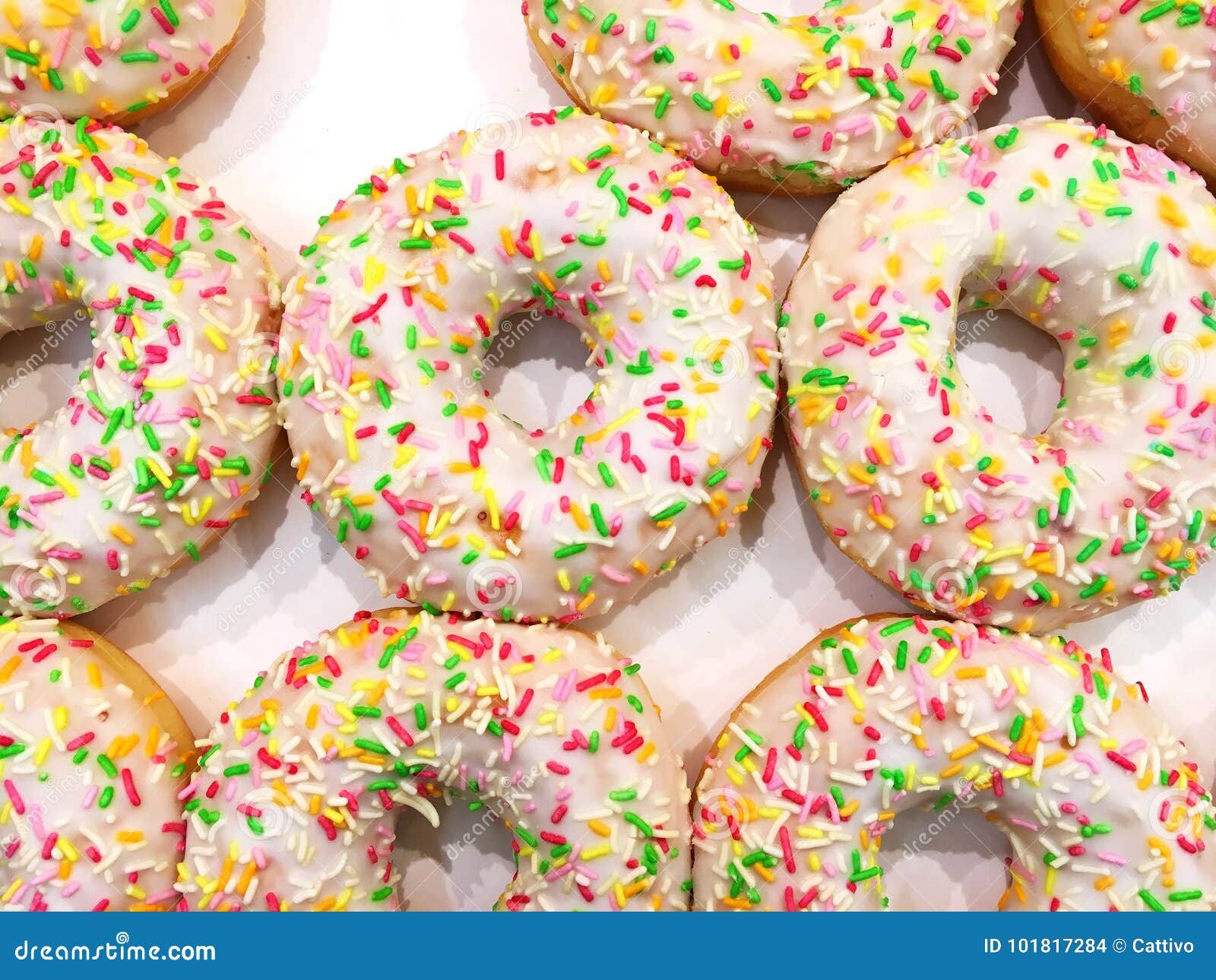 Top view of donuts stock photo. Image of pink, doughnut - 101817284