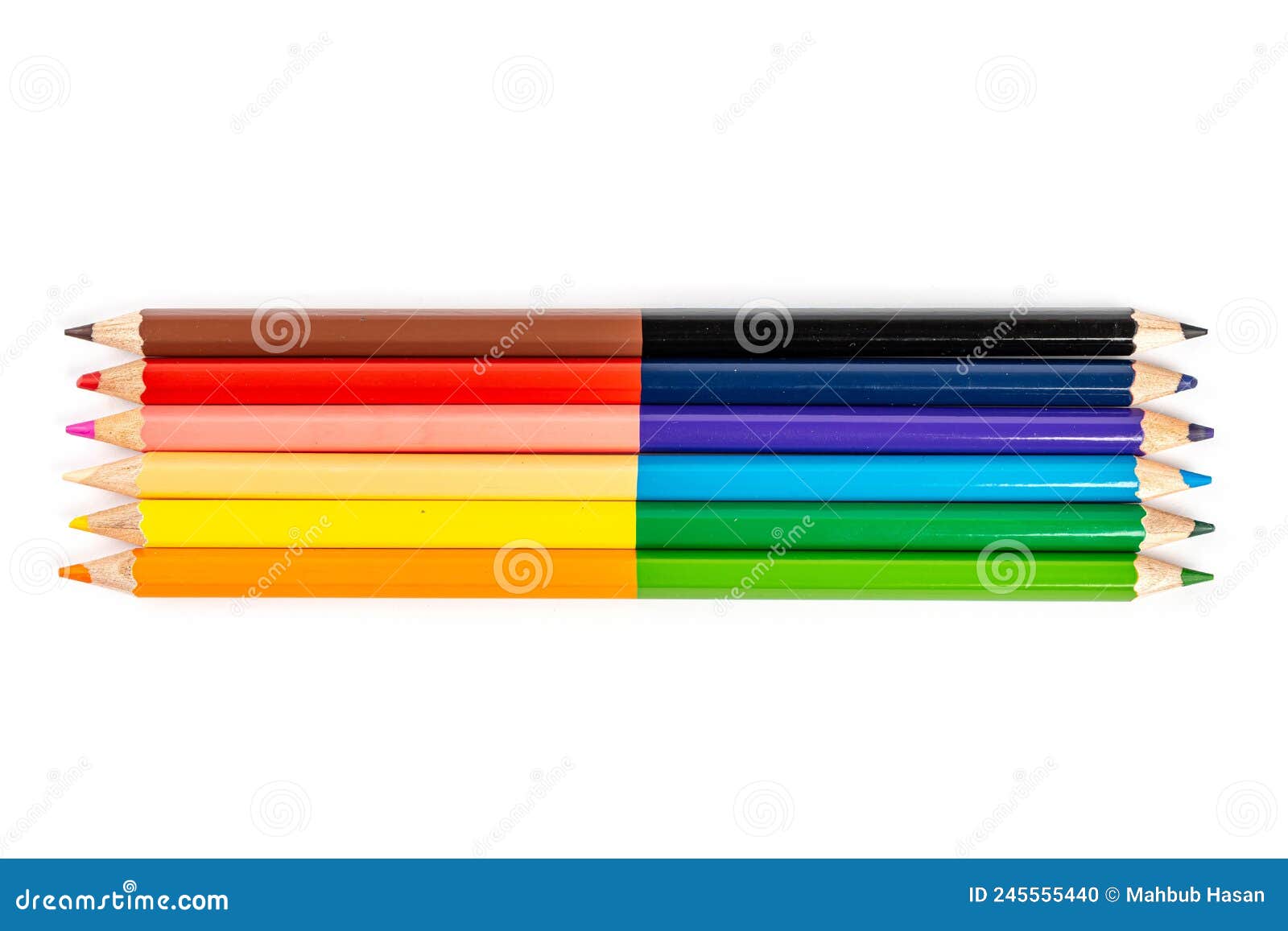 Top View, Double-sided Colored Pencils Stock Photo - Image of ...