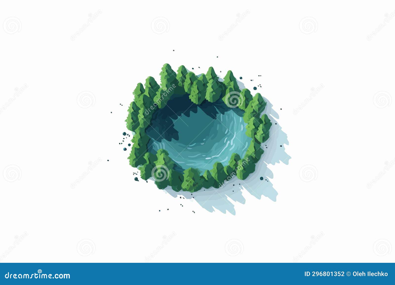 Top View Dron Shot of Lake Vector Flat Isolated Illustration Stock ...