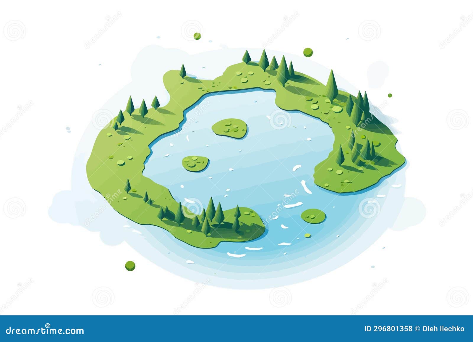 Top View Dron Shot of Lake Vector Flat Isolated Illustration Stock ...