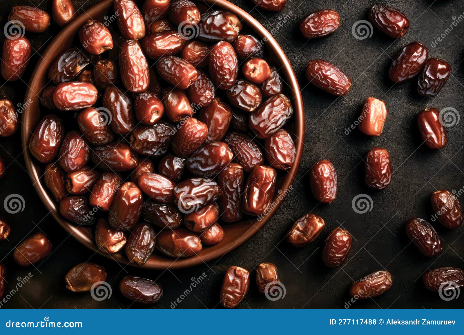 Top View of Dry Dates on Dark Background, Top View. Ai Generated Stock ...