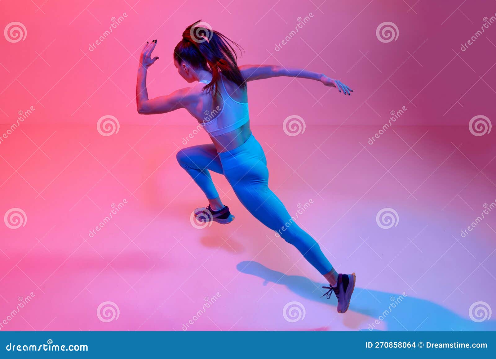 Top View Dynamic Image of Professional Female Runner, Athlete Training ...