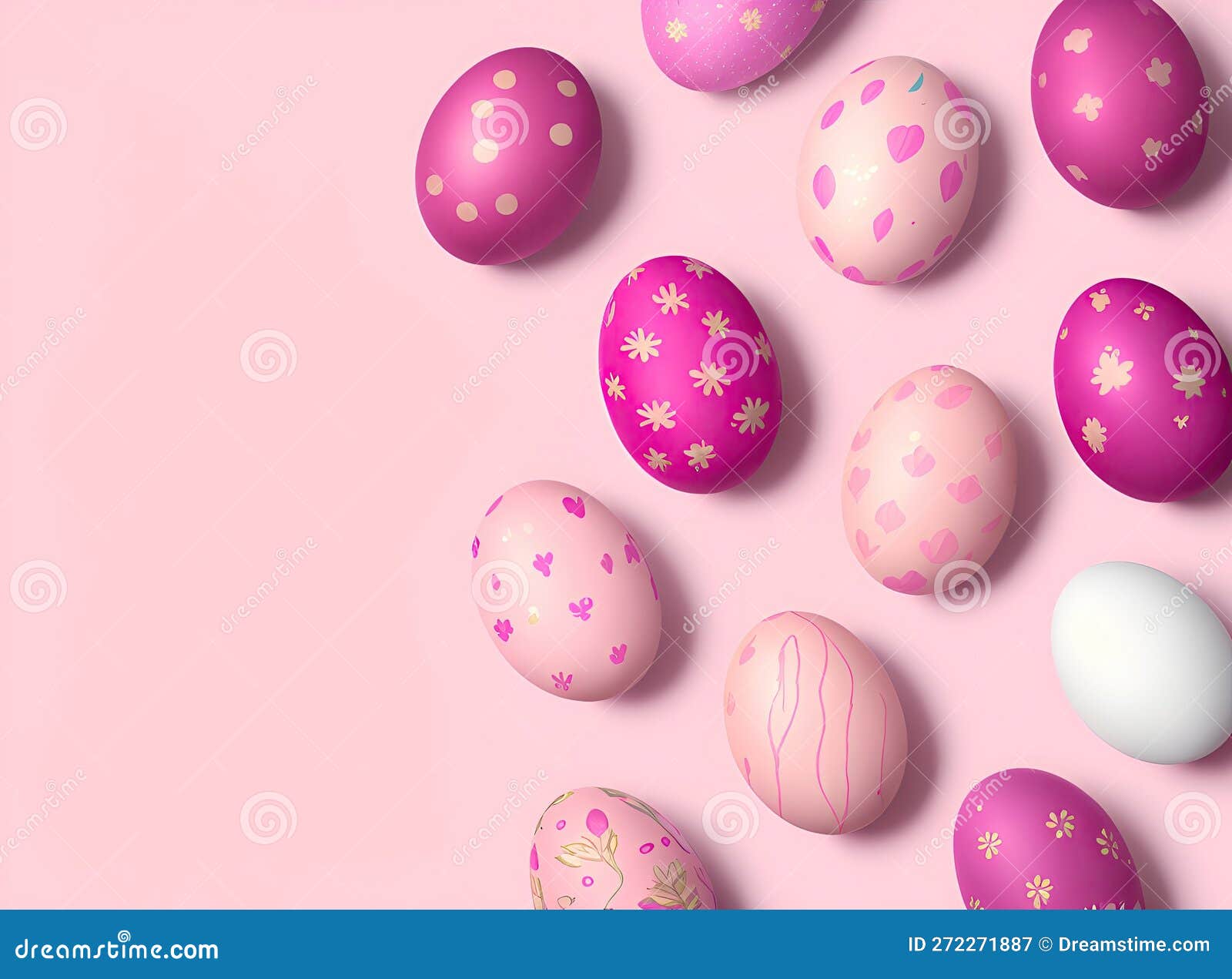 Top View of Easter Eggs Board in Pink Colors on Pink Background. Space ...