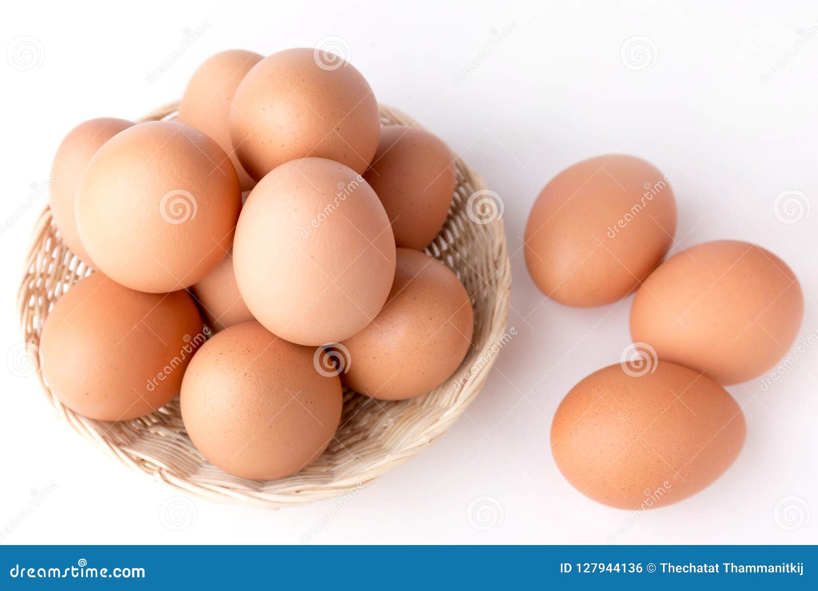 Top View Eggs in the Basket on White Background Stock Photo - Image of ...