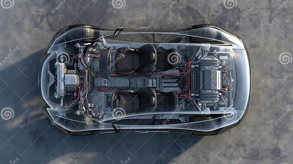 Top View. Electric Car with Visible Chassis Stock Photo - Image of axle ...