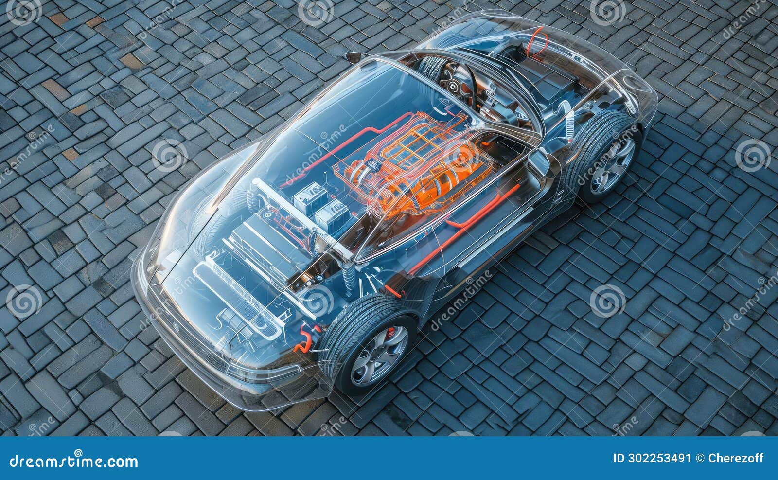Top View. Electric Car with Visible Chassis Stock Image - Image of ...