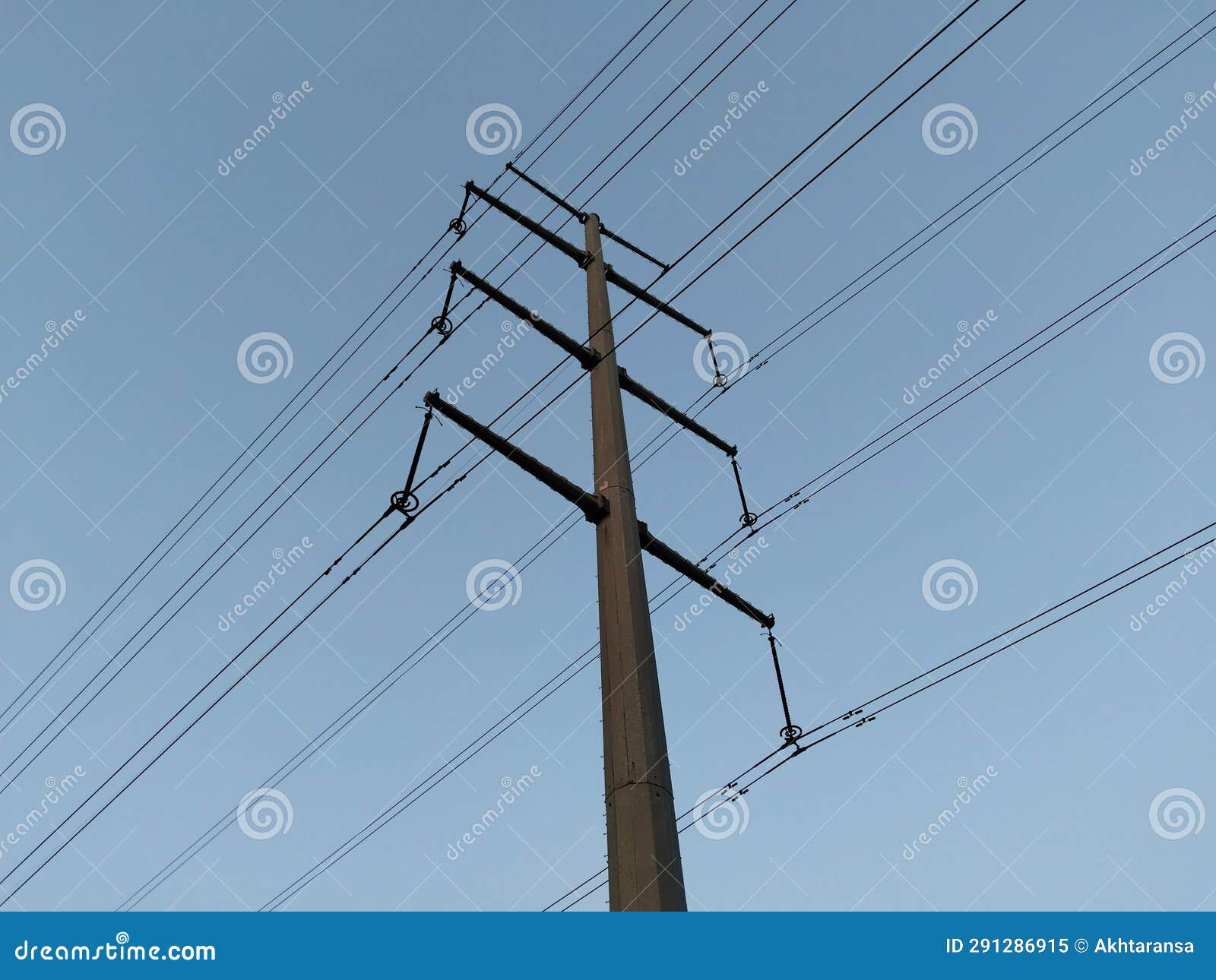 Top View of Electric Pole Standing on the Field Stock Image - Image of ...
