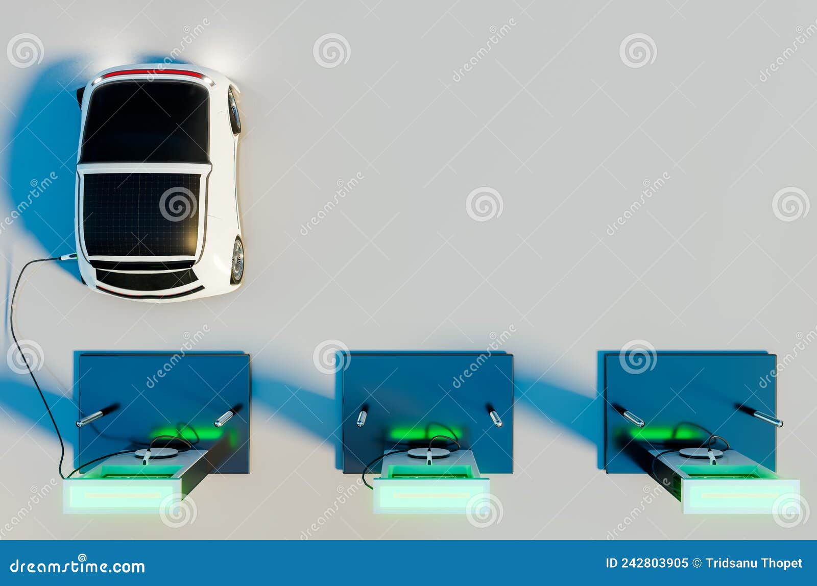 Top View Of Electric Trucks Parking In Front Of Modern Logistics Center ...