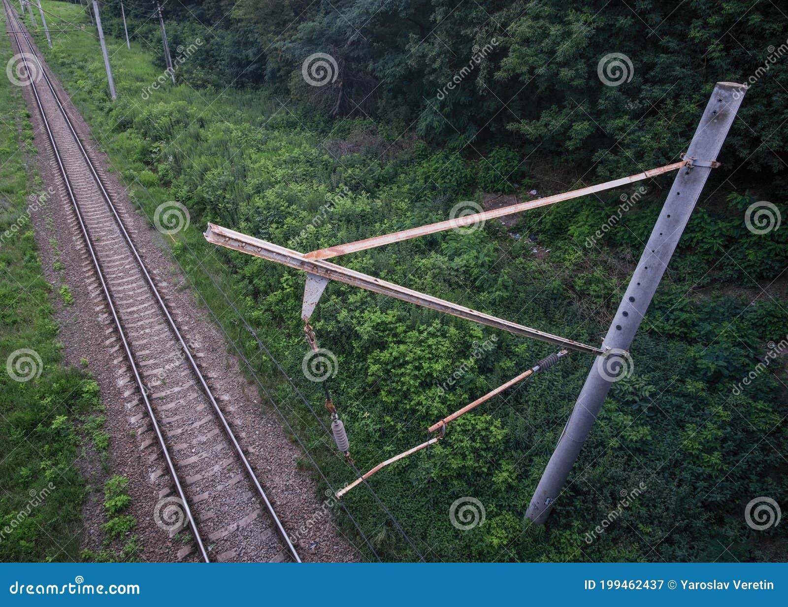 Top View of the Electrified Railway Line Stock Image - Image of track ...