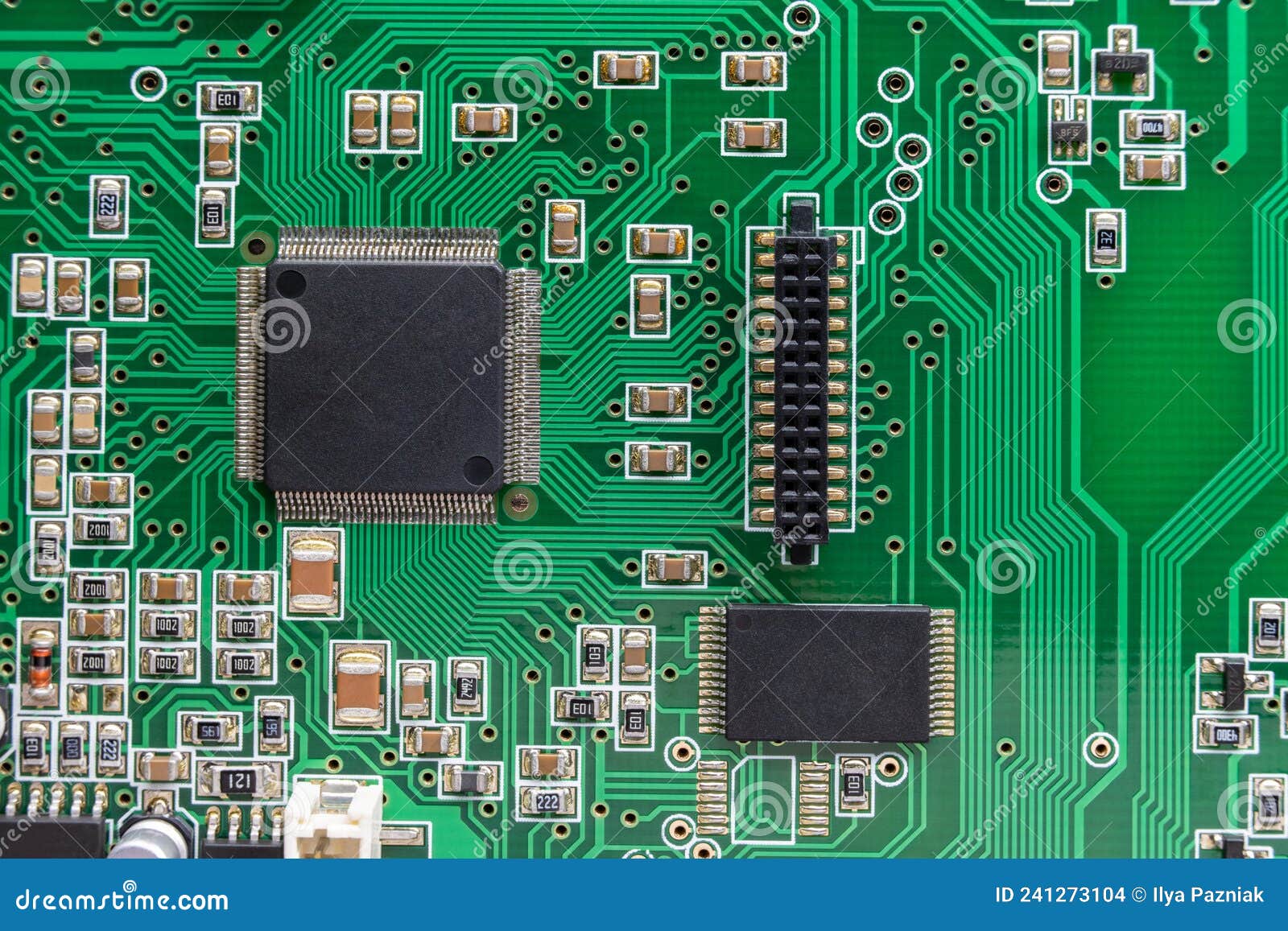 Top View of Electronic Circuit Board with Microchips, Controllers ...