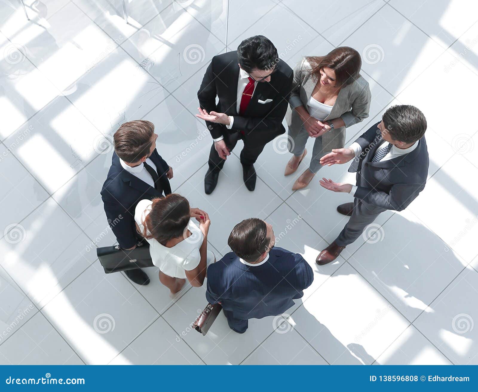 Top View. Employees Discussing Current Tasks Stock Photo - Image of ...
