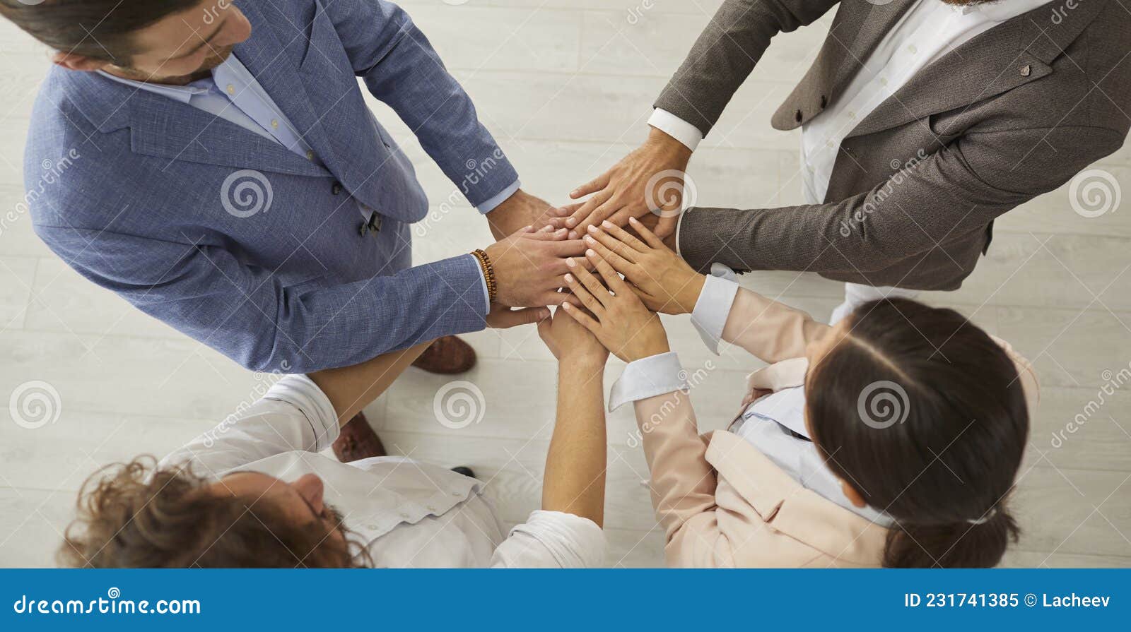 Top View of Employees Stack Hand in Teambuilding Activity Stock Image ...