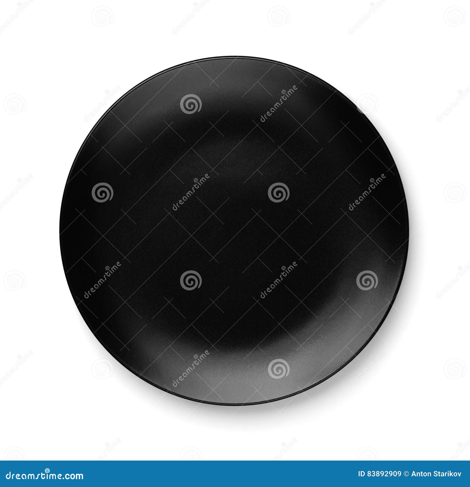 Top View of Empty Black Plate Stock Image - Image of kitchenware, blank ...