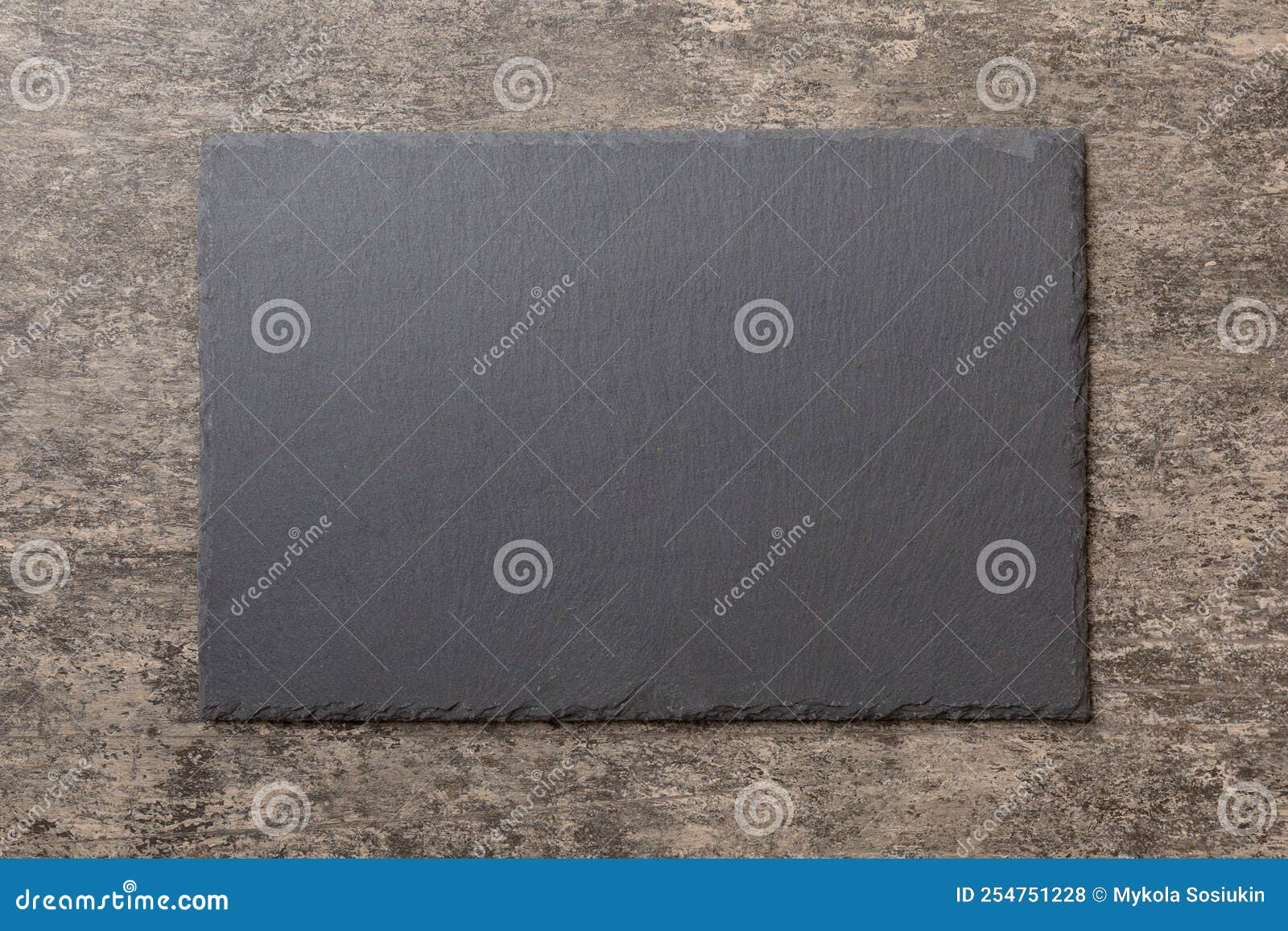 Top View of Empty Black Slate Plate on Cement Background. Empty Space ...