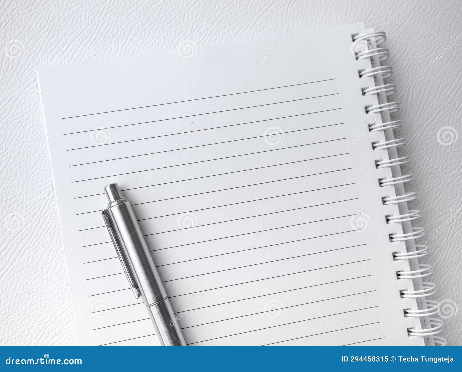 Template White Paper Sheet with Line for Memo Note on Vertical Spiral ...